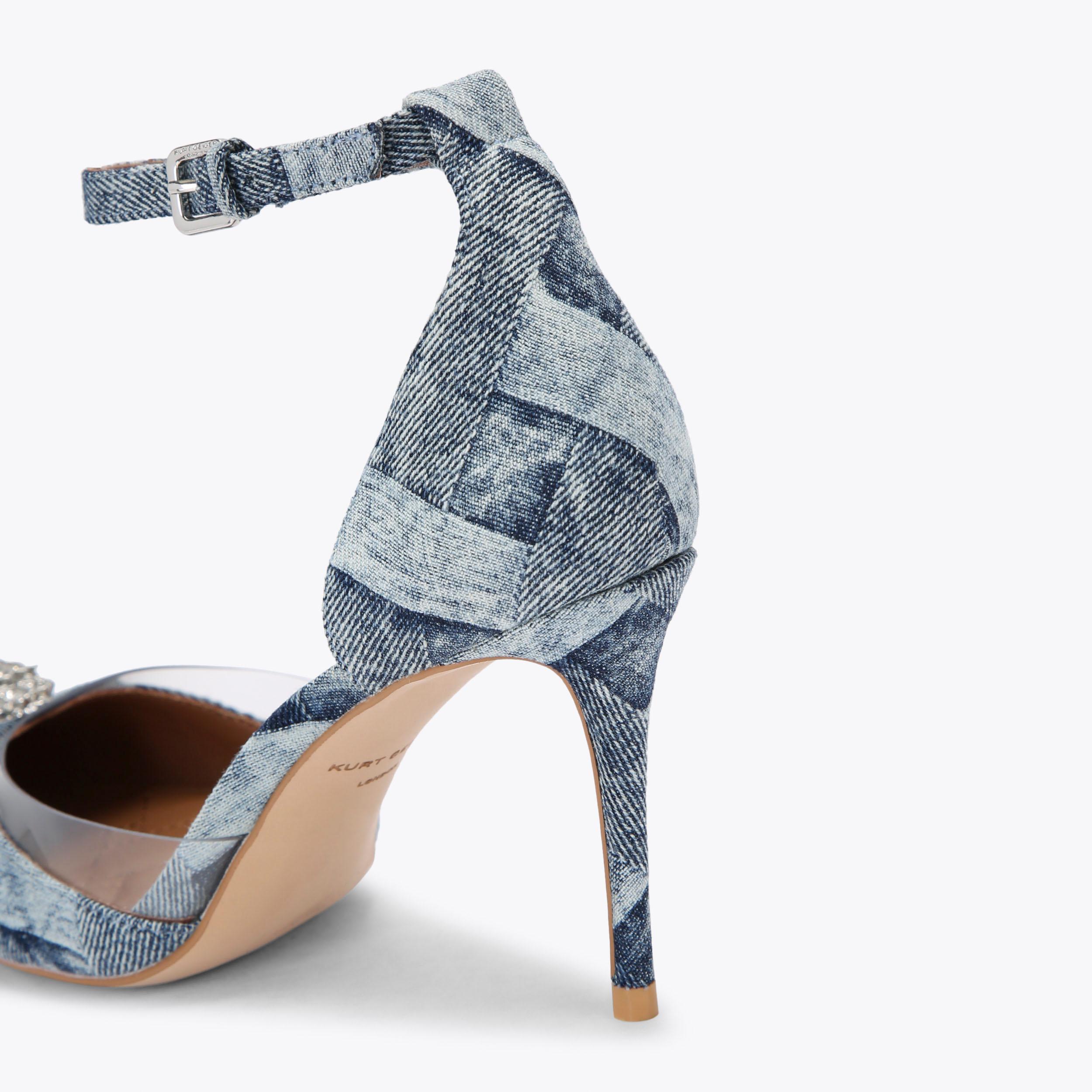 BELGRAVIA VINYL HIGH Denim Woven High Heel by KURT GEIGER LONDON