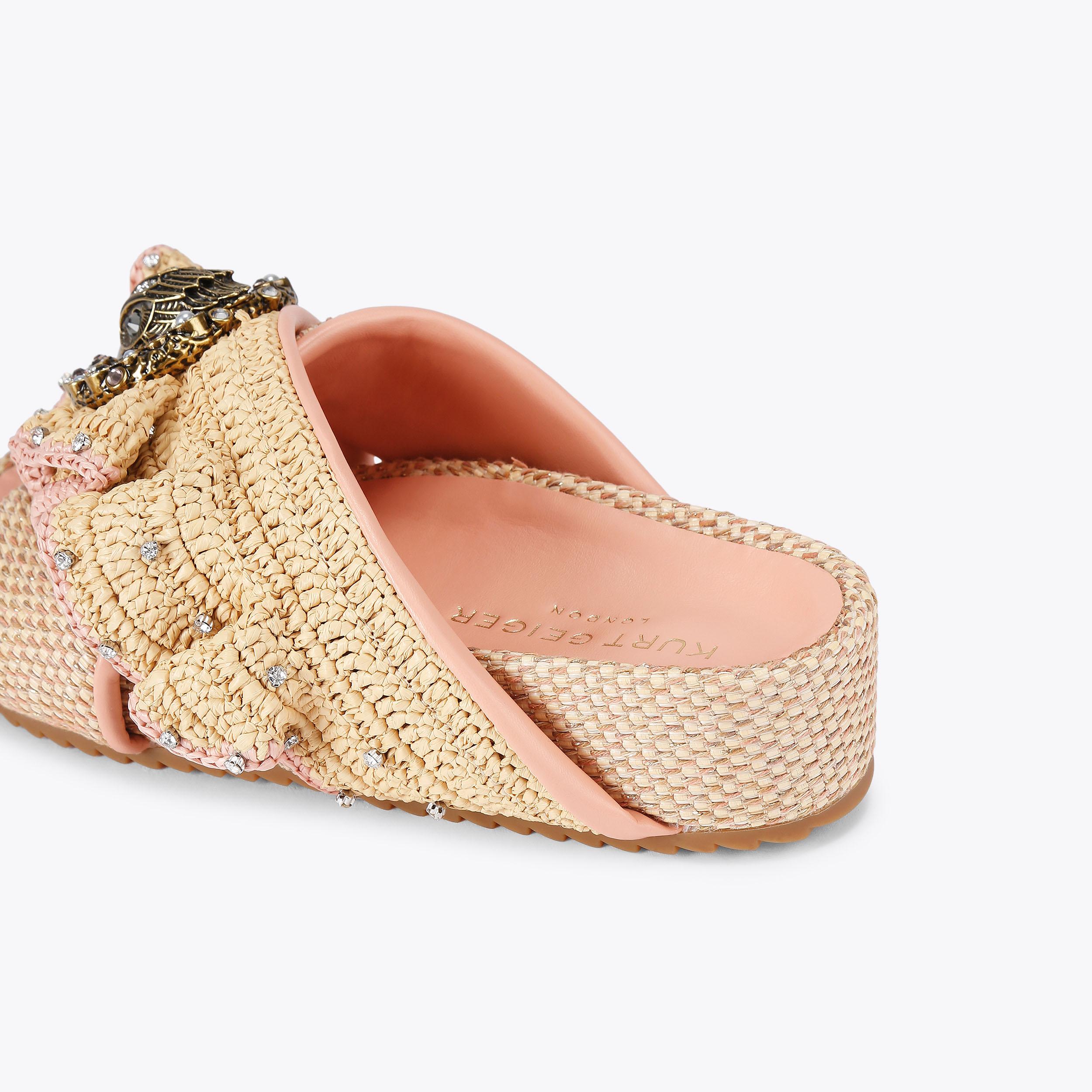 CHELSEA CROSS STRAP Raffia Fabric Slip On Sandal by Kurt Geiger London