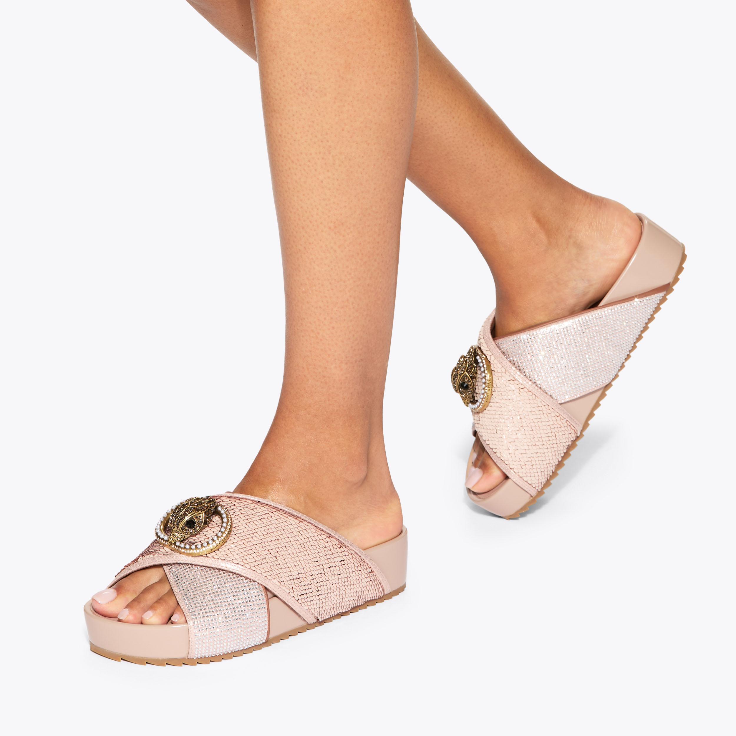 CHELSEA CROSS STRAP Pastel Sequin Slip on Sandal by Kurt Geiger London