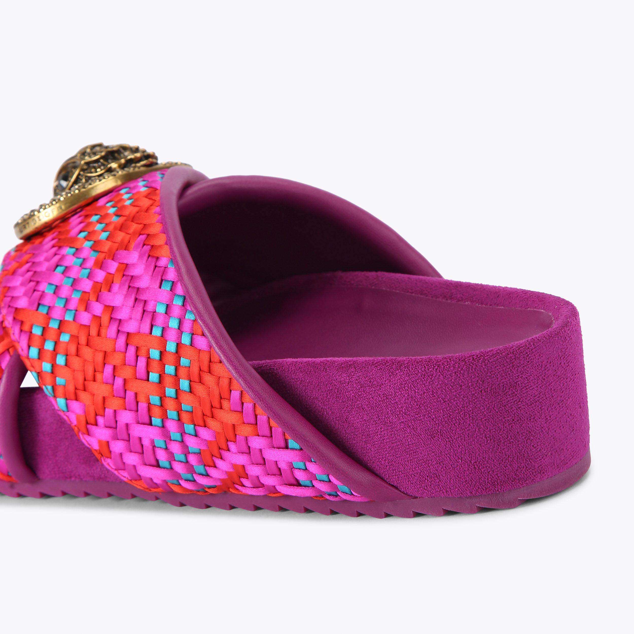 CHELSEA CROSS STRAP Fuchsia Pink Woven Slip On Chunky Sandal by KURT ...
