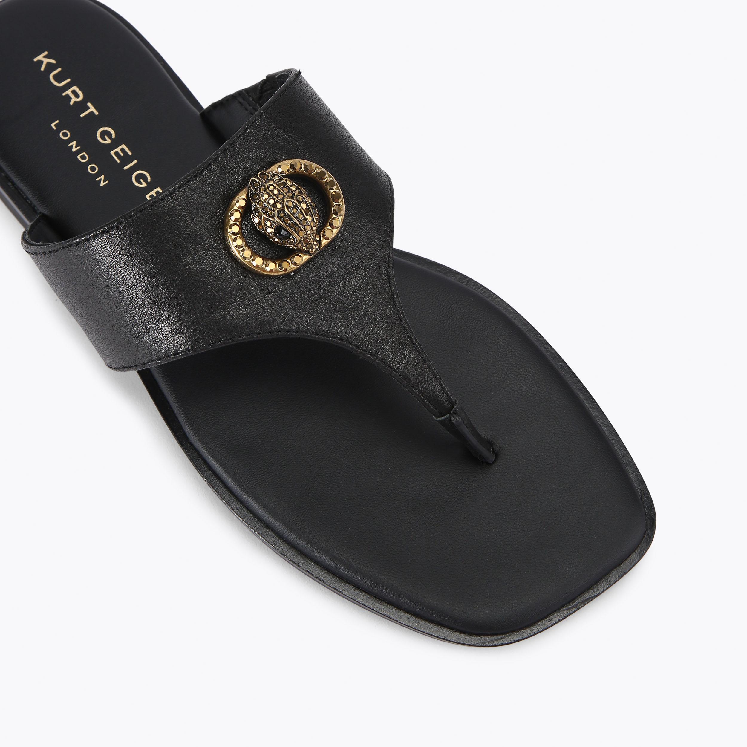 CHELSEA SQ T-BAR Black T-Bar Sandal by KURT GEIGER LONDON