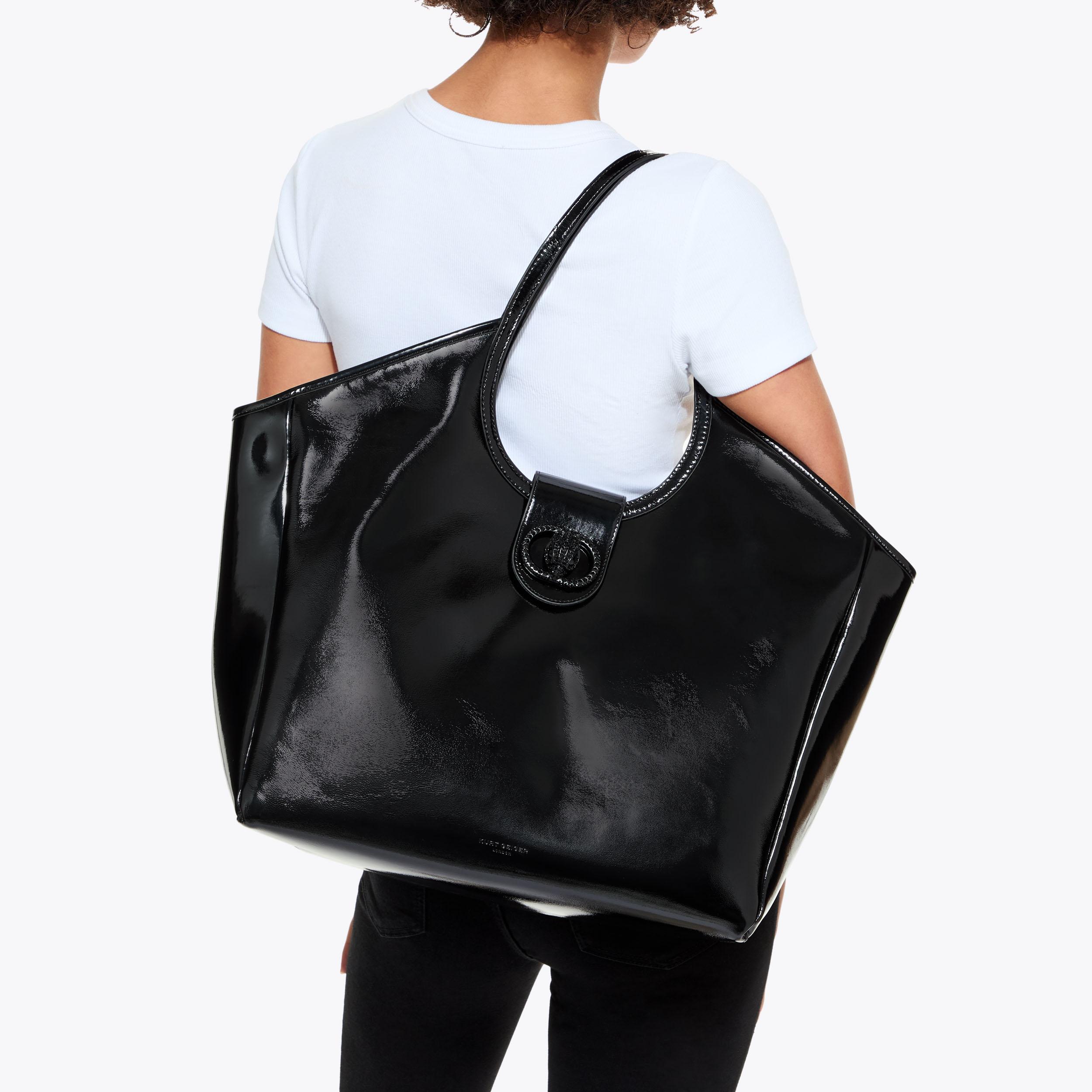 CHELSEA LG TOTE BAG D Black Patent Leather Tote Bag by KURT GEIGER LONDON