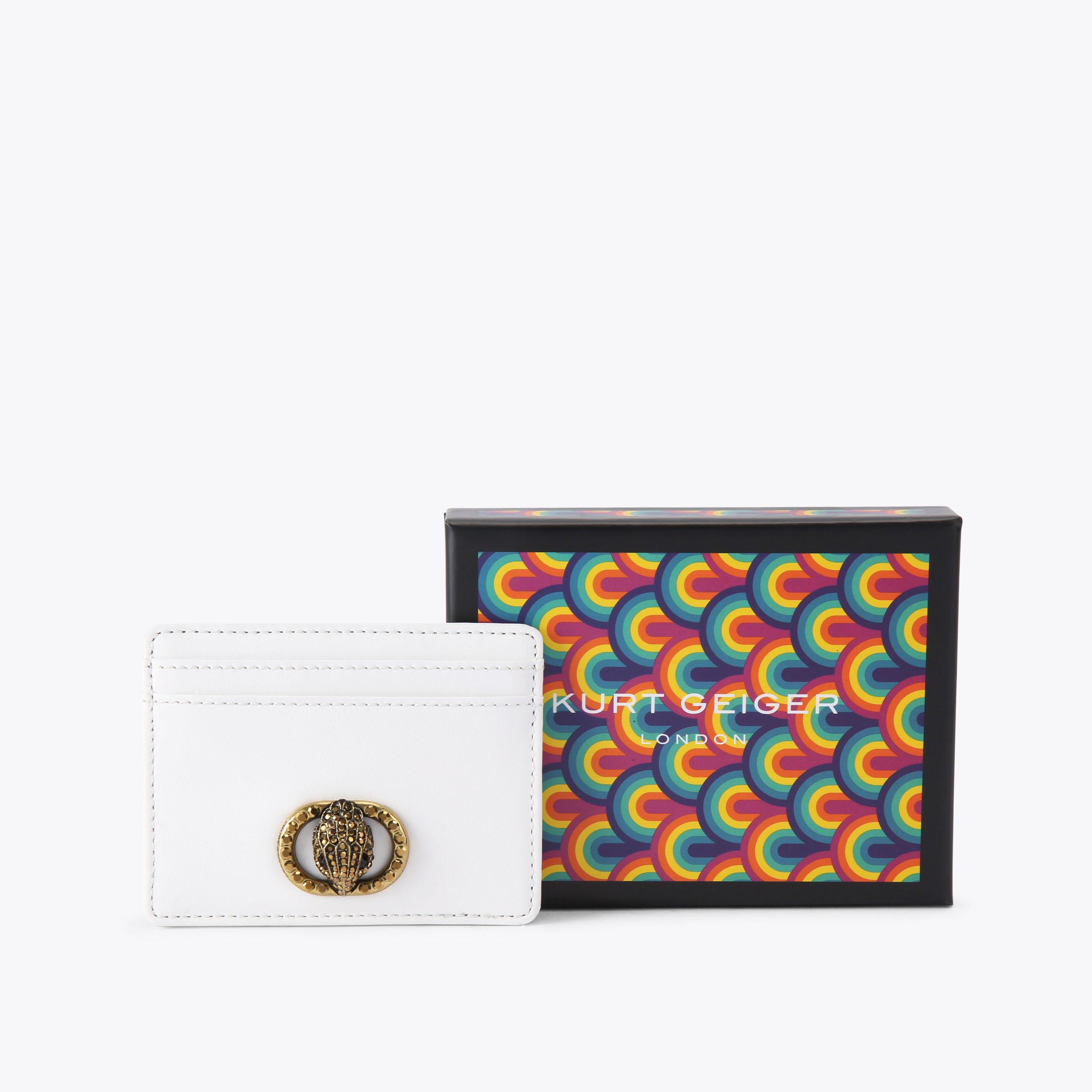 CHELSEA CARD HOLDER White Leather Brass Card Holder by KURT GEIGER LONDON