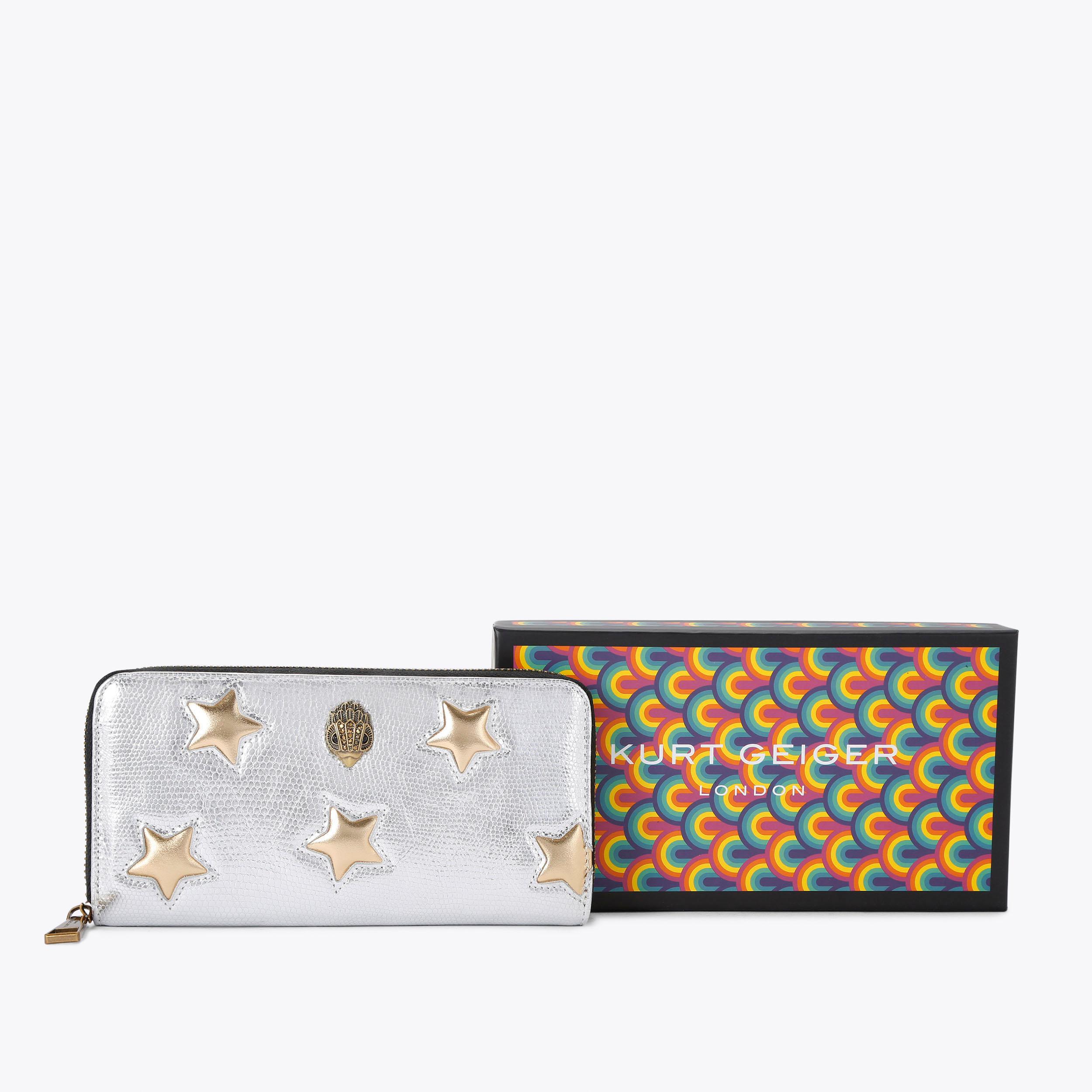 KENSINGTON ZIPAROUND STAR Silver Star Zip Around Purse by KURT GEIGER ...