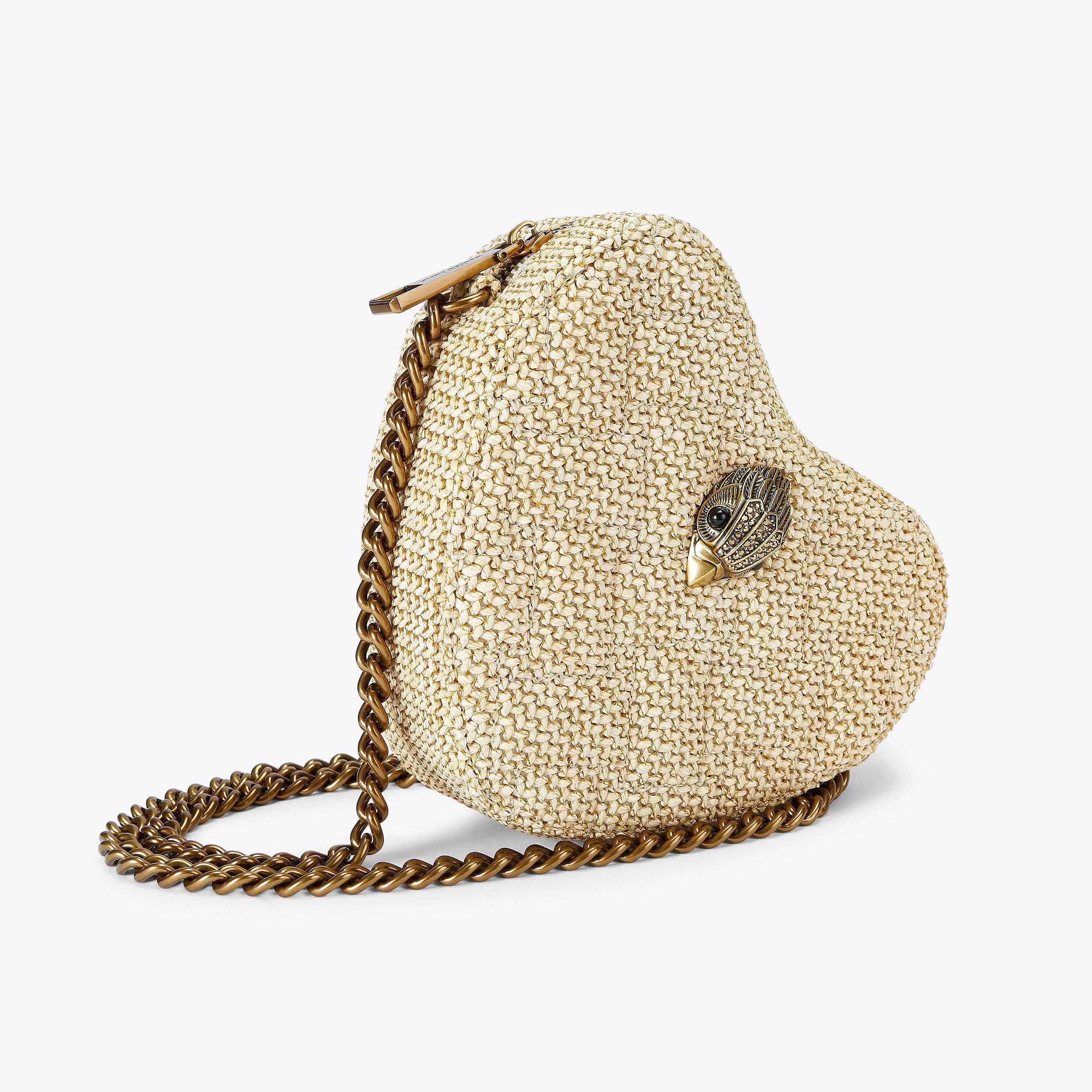 KENSINGTON HEART X BODY Beige Raffia Cross Body Bag by KURT GEIGER LONDON
