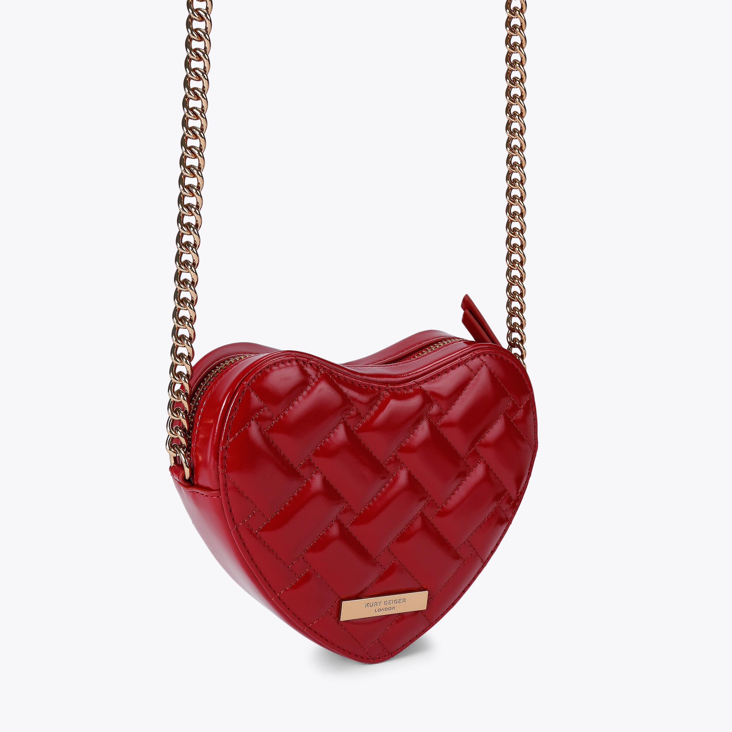 KENSINGTON HEART X BODY Red Patent Cross Body Heart Bag by KURT GEIGER ...