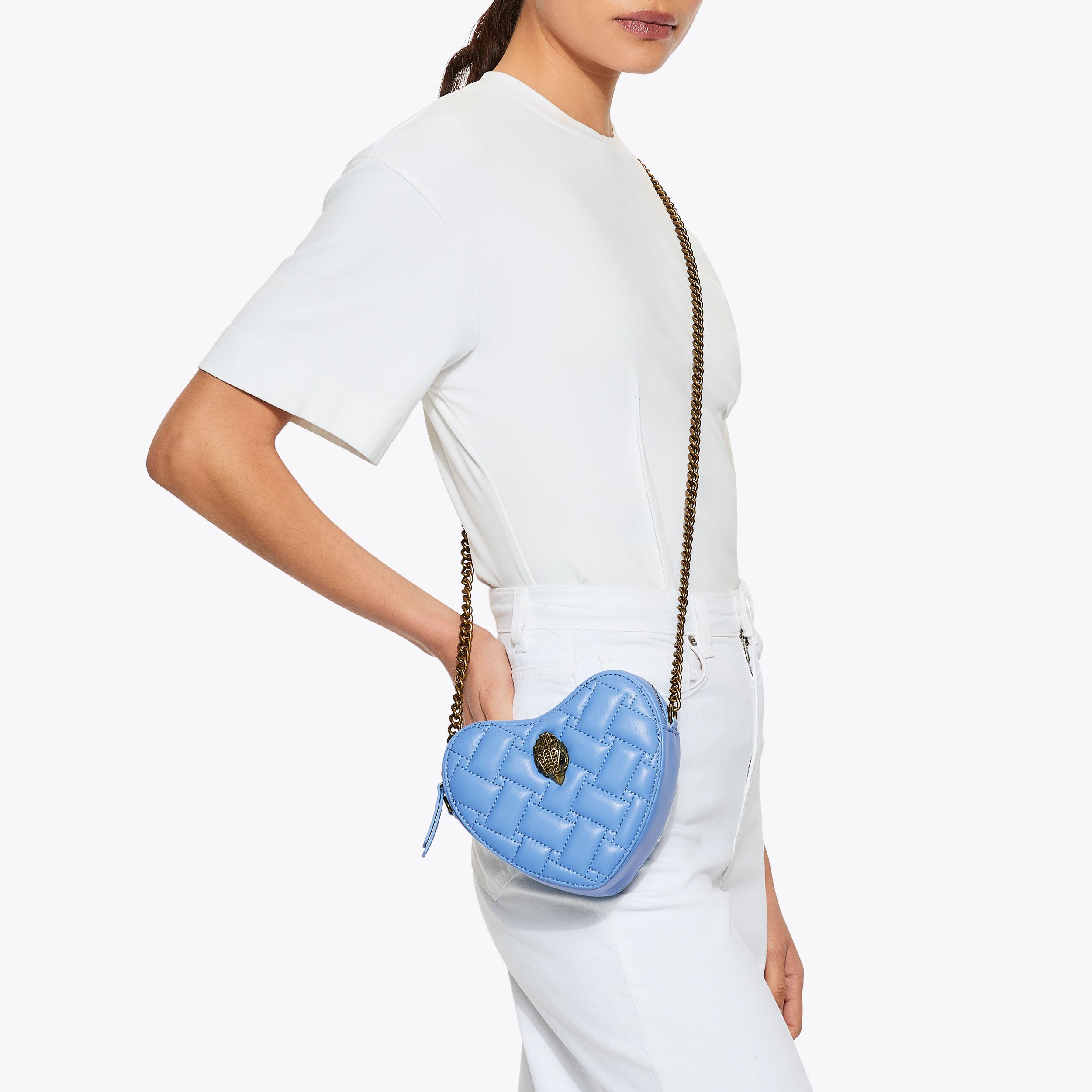 KENSINGTON HEART X BODY Pale Blue Leather Heart Cross Body Bag by KURT ...
