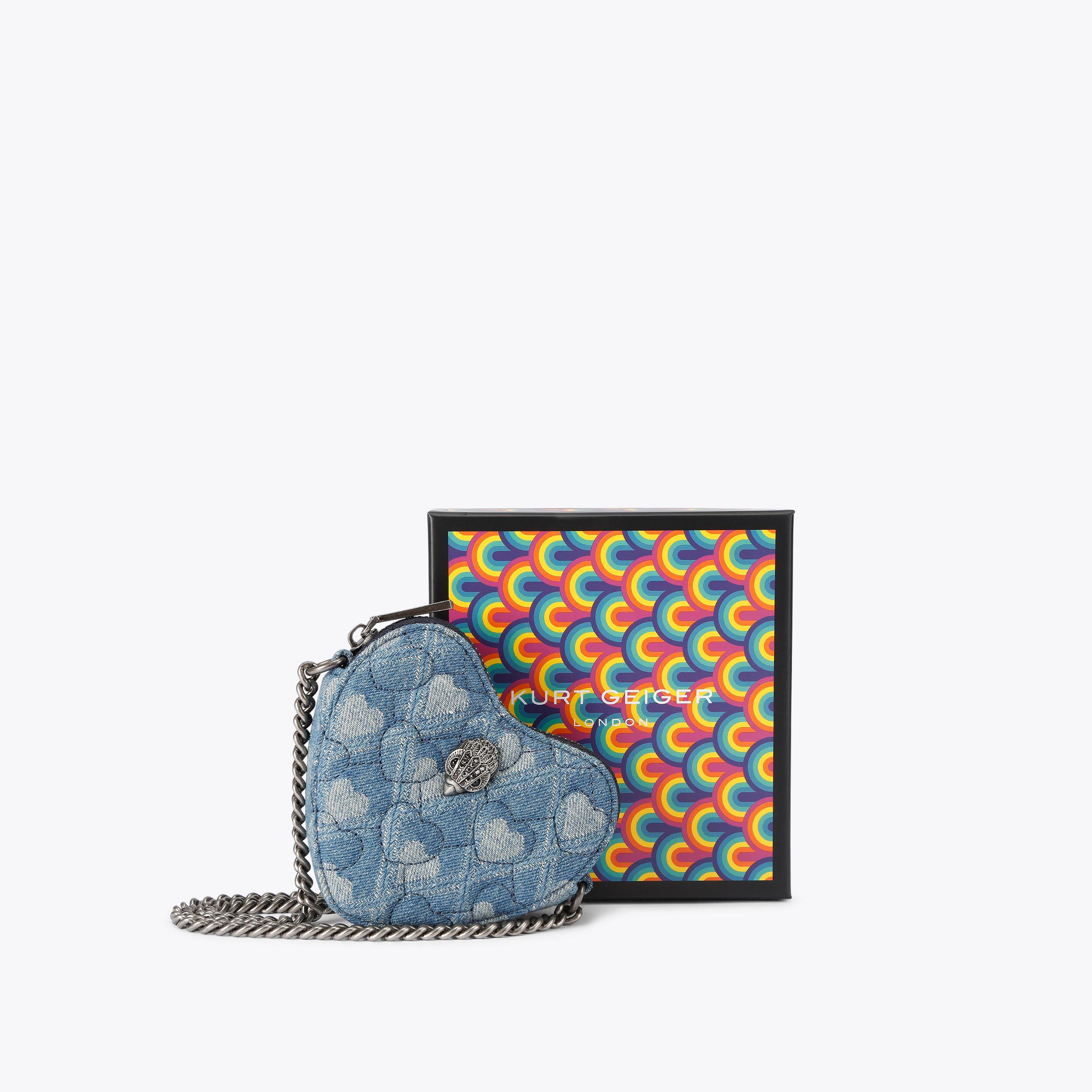 MICRO HEART CROSS BODY Denim Blue Cross Body Bag by KURT GEIGER LONDON