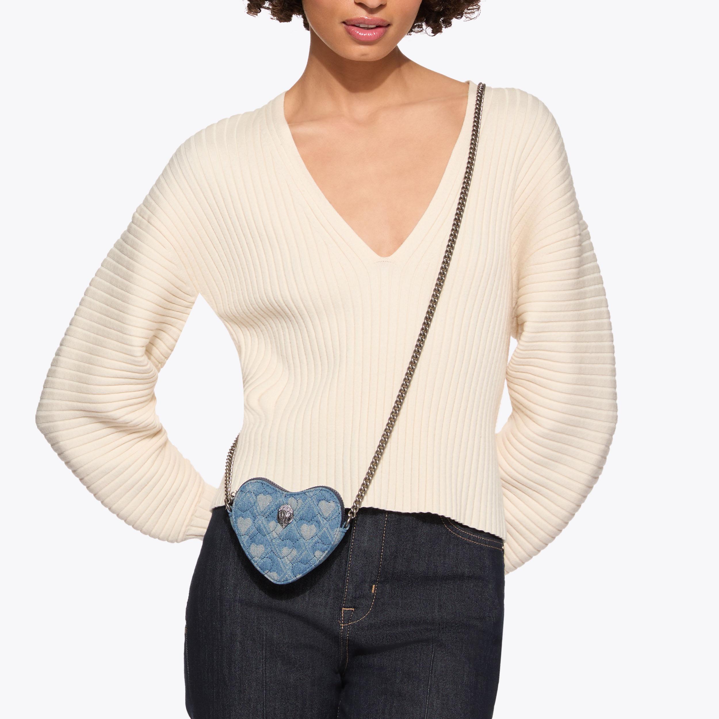 MICRO HEART CROSS BODY Denim Blue Cross Body Bag by KURT GEIGER LONDON