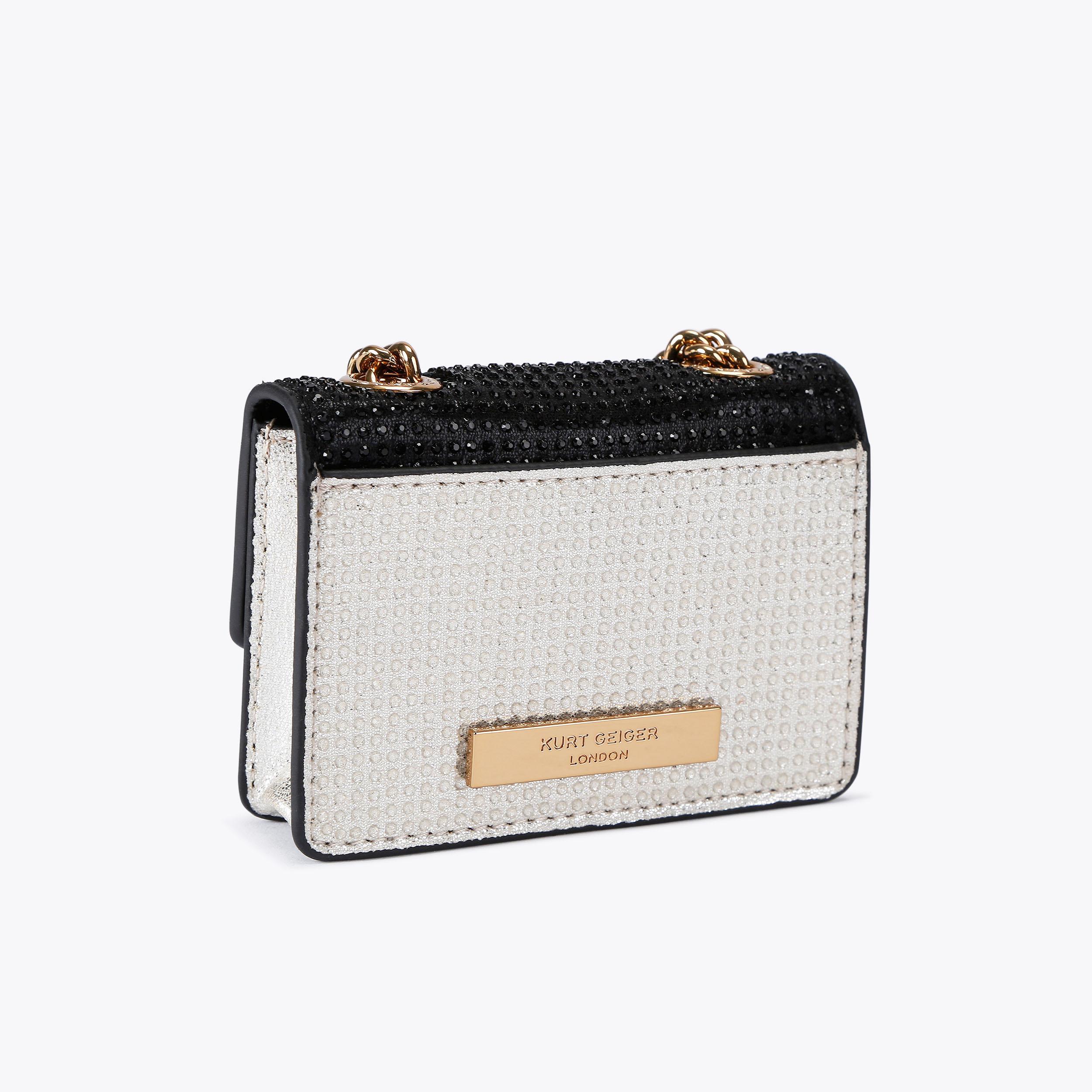 MICRO KENSINGTON Black White Crystal Mini Bag by KURT GEIGER LONDON