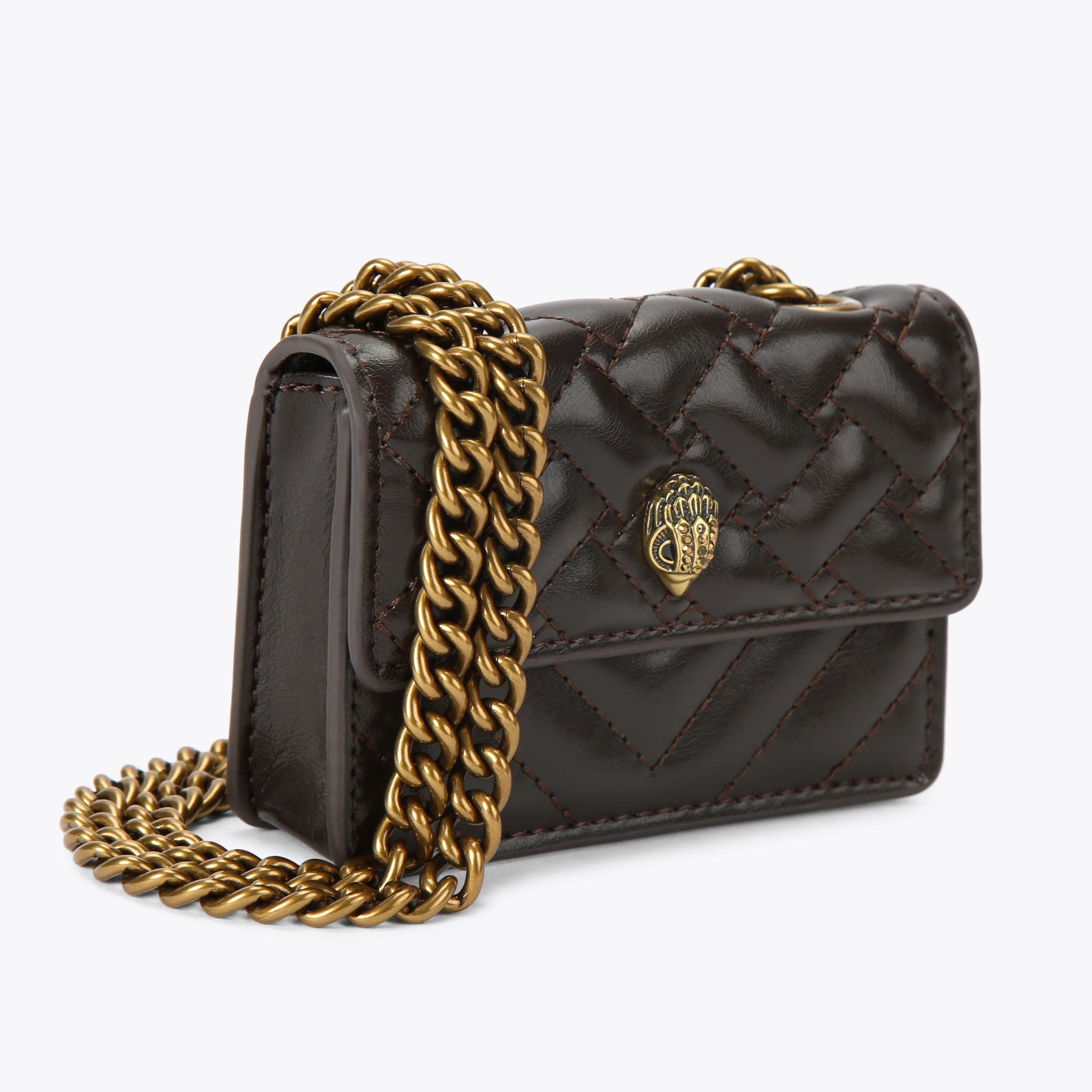MICRO KENSINGTON Dark Brown Micro Cross Body Bag by KURT GEIGER LONDON