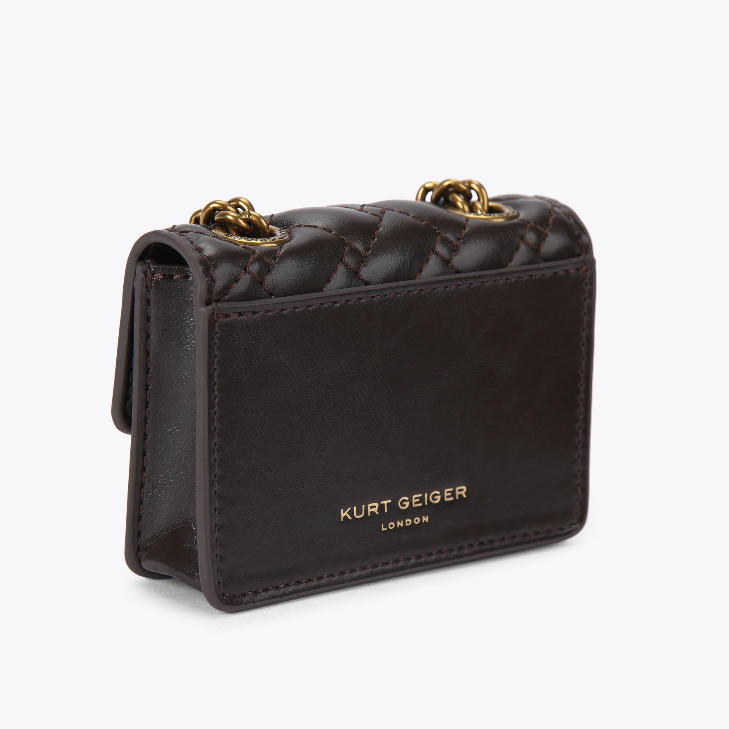 MICRO KENSINGTON Dark Brown Micro Cross Body Bag by KURT GEIGER LONDON