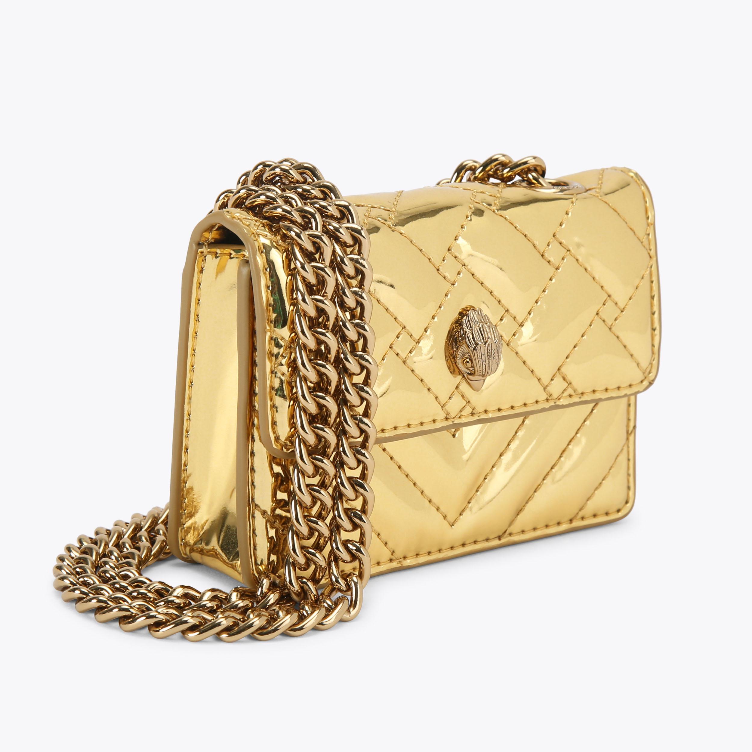 MICRO KENSINGTON Gold Metallic Cross Body Purse by KURT GEIGER LONDON