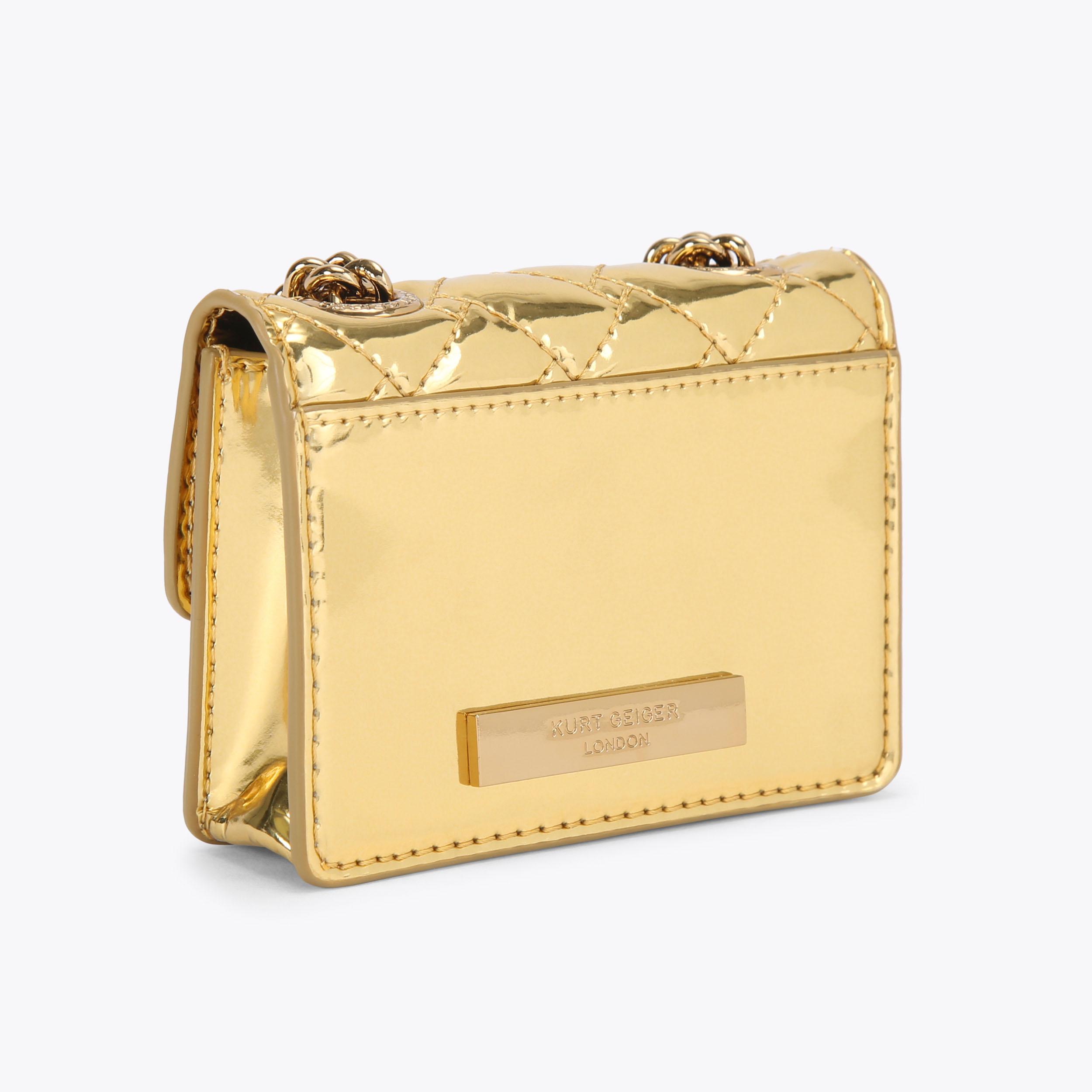 MICRO KENSINGTON Gold Metallic Cross Body Purse by KURT GEIGER LONDON