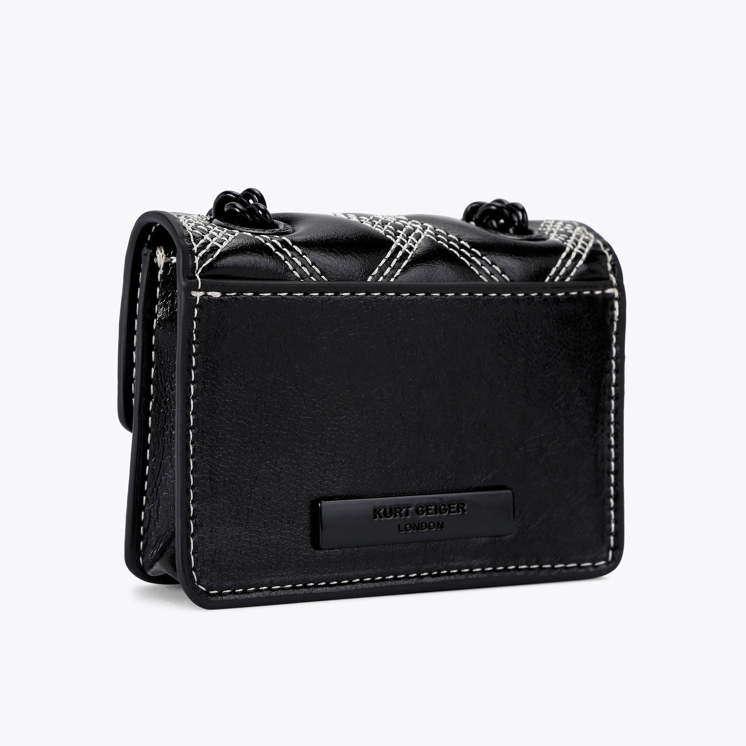 MICRO KENSINGTON D Black White Stitch Micro Purse by KURT GEIGER LONDON