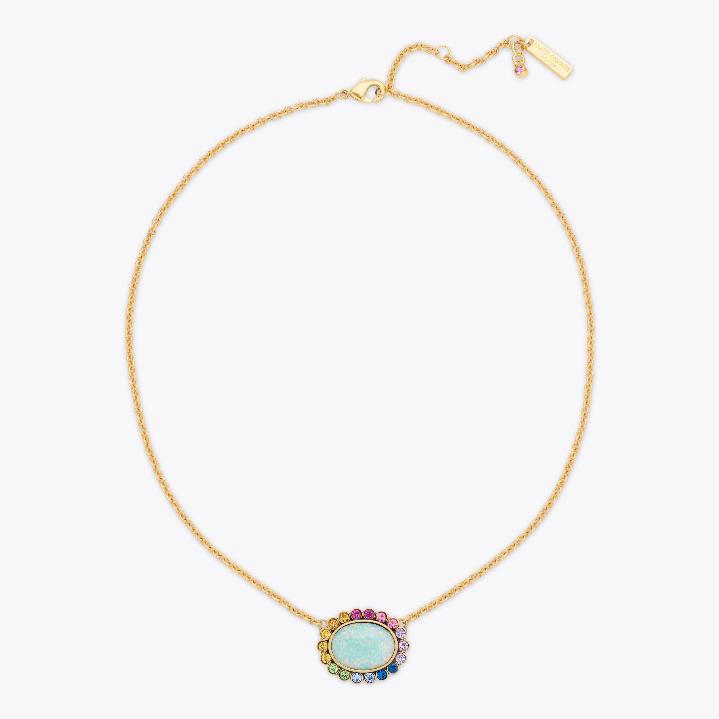 REGENCY CHAIN NECKLACE Gold Opal Chain Necklace by KURT GEIGER LONDON
