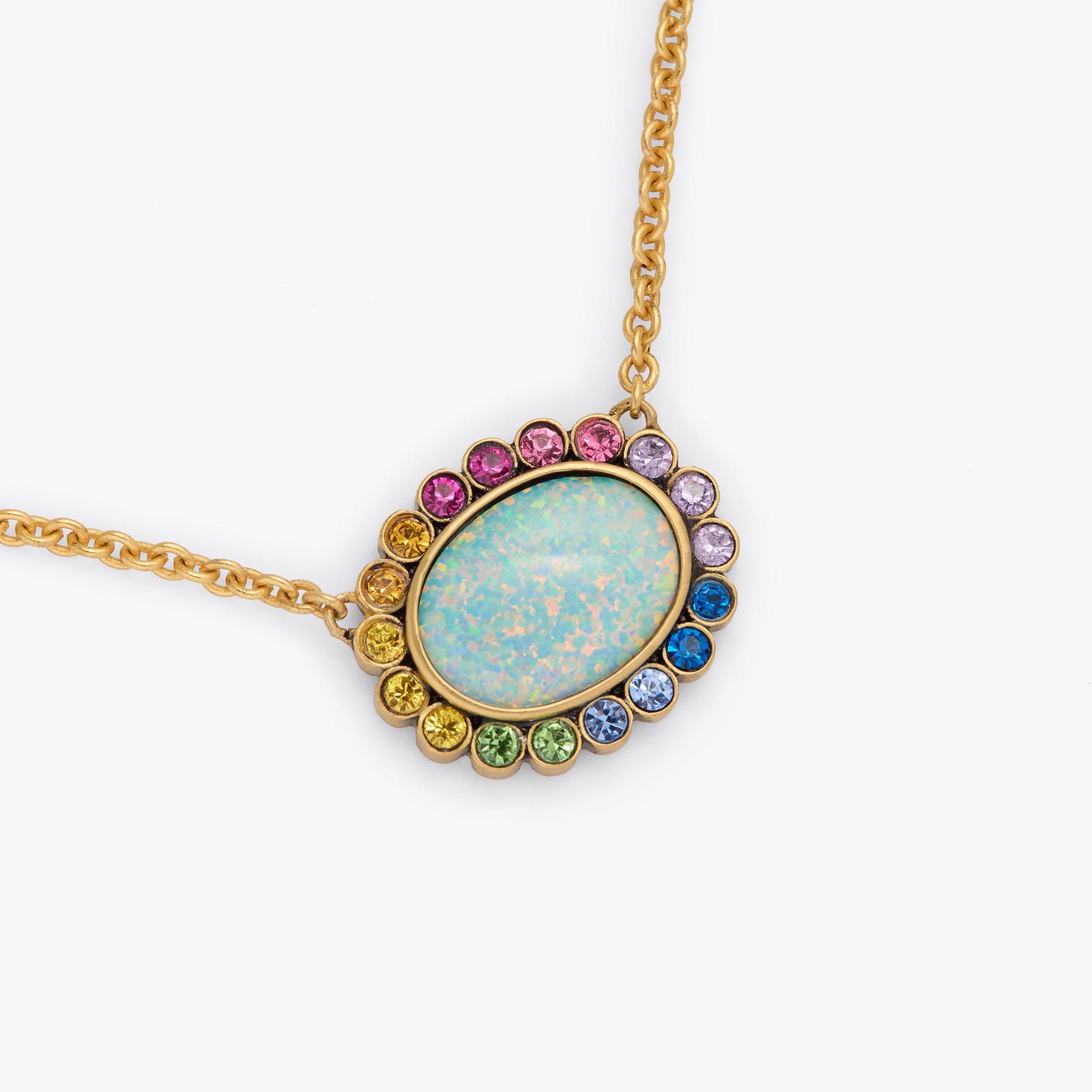REGENCY CHAIN NECKLACE Gold Opal Chain Necklace by KURT GEIGER LONDON