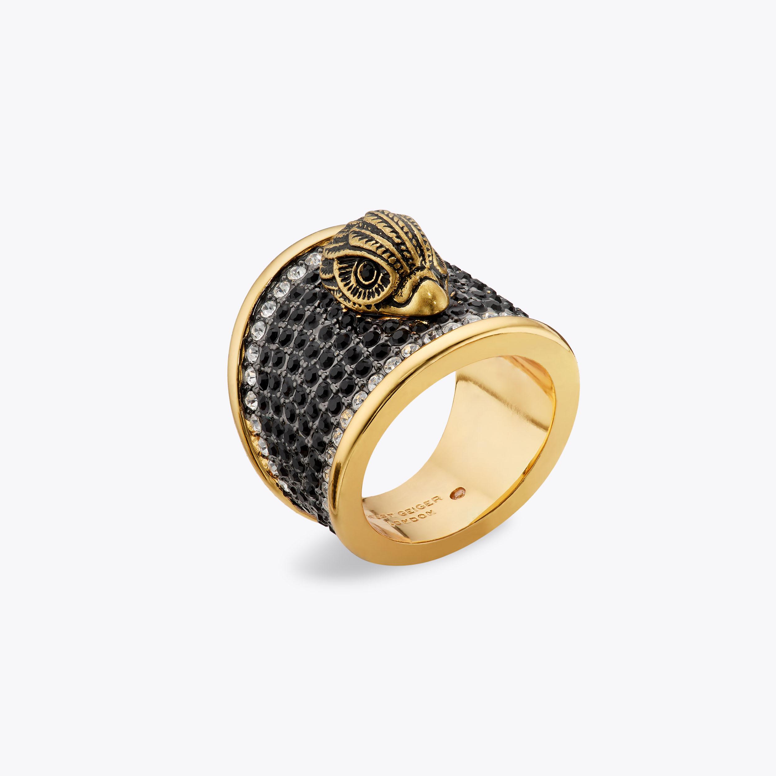 KENSINGTON PAVE RING Black Crystal Cocktail Ring by KURT GEIGER LONDON