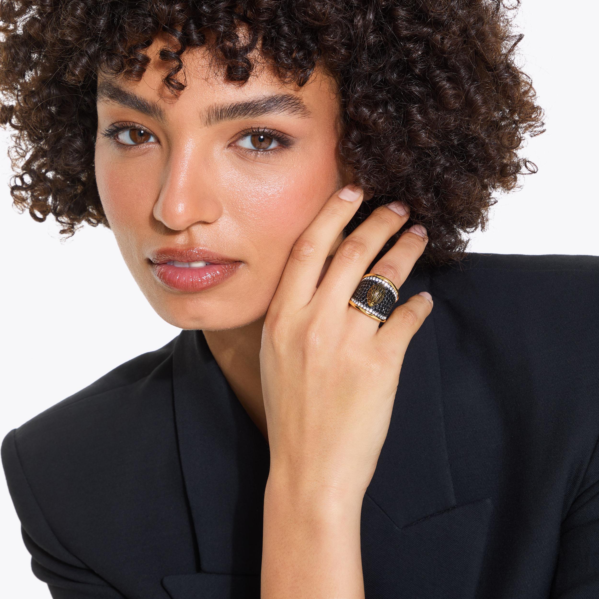 KENSINGTON PAVE RING Black Crystal Cocktail Ring by KURT GEIGER LONDON