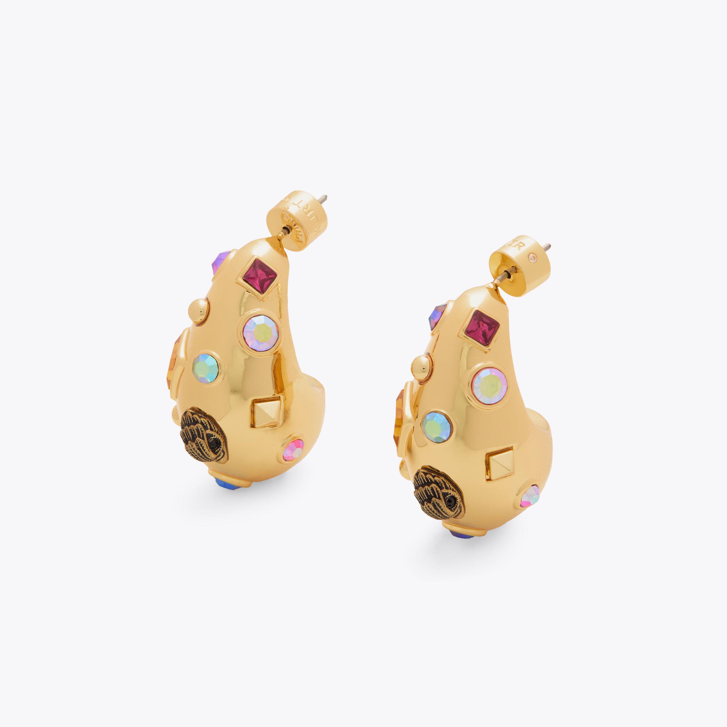 LG CRYSTAL MIX EARRINGS Gold Crystal Dome Earrings by KURT GEIGER LONDON