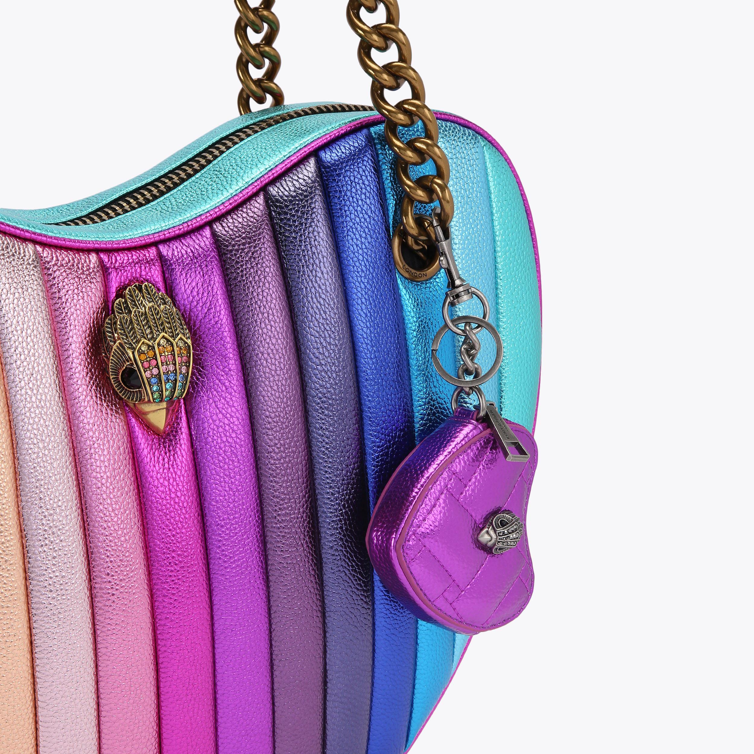 KENSINGTON HEART CHARM Metallic Purple Keyring by KURT GEIGER LONDON