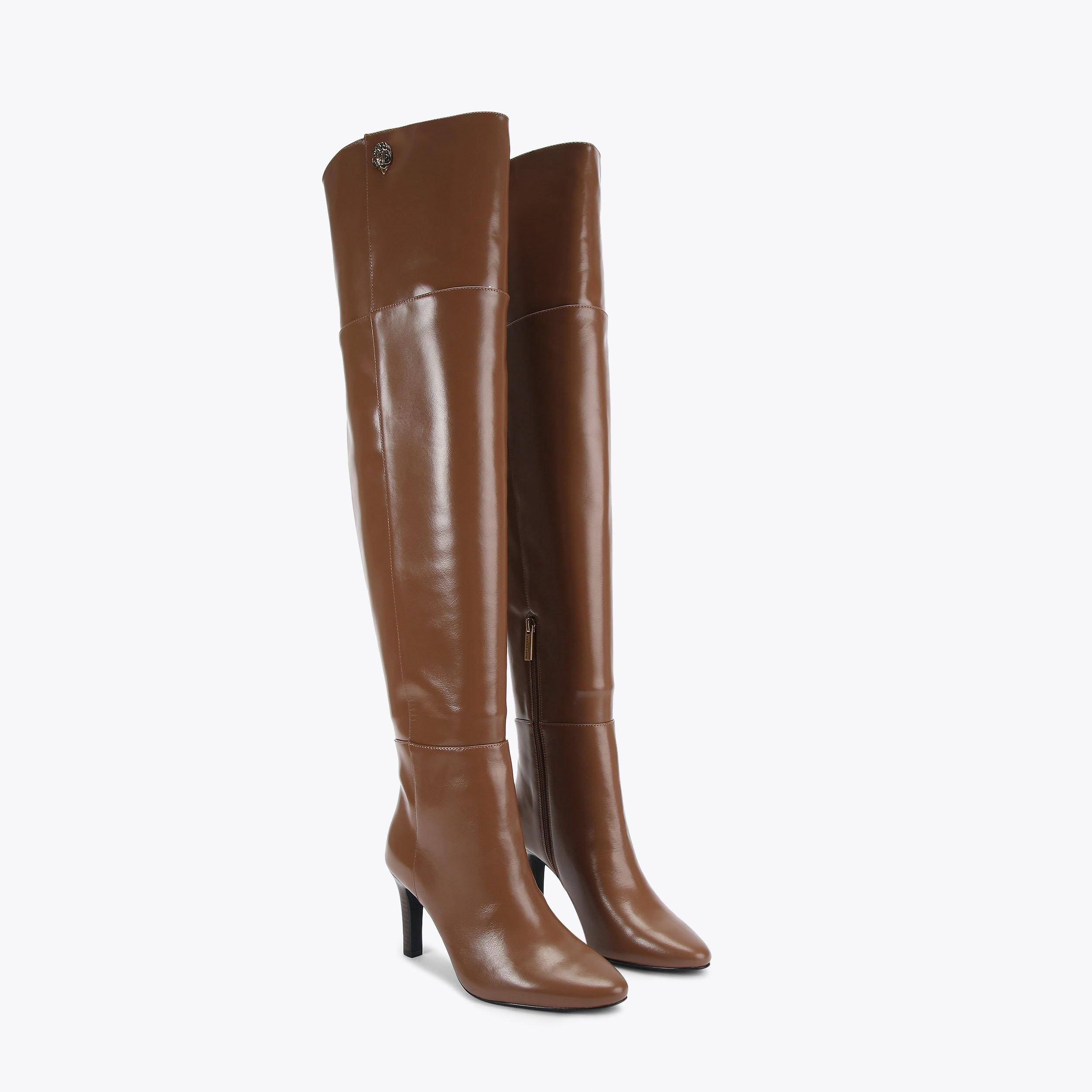 SHOREDITCH 85 OTK BOOT Brown Knee Height Boot by KURT GEIGER LONDON