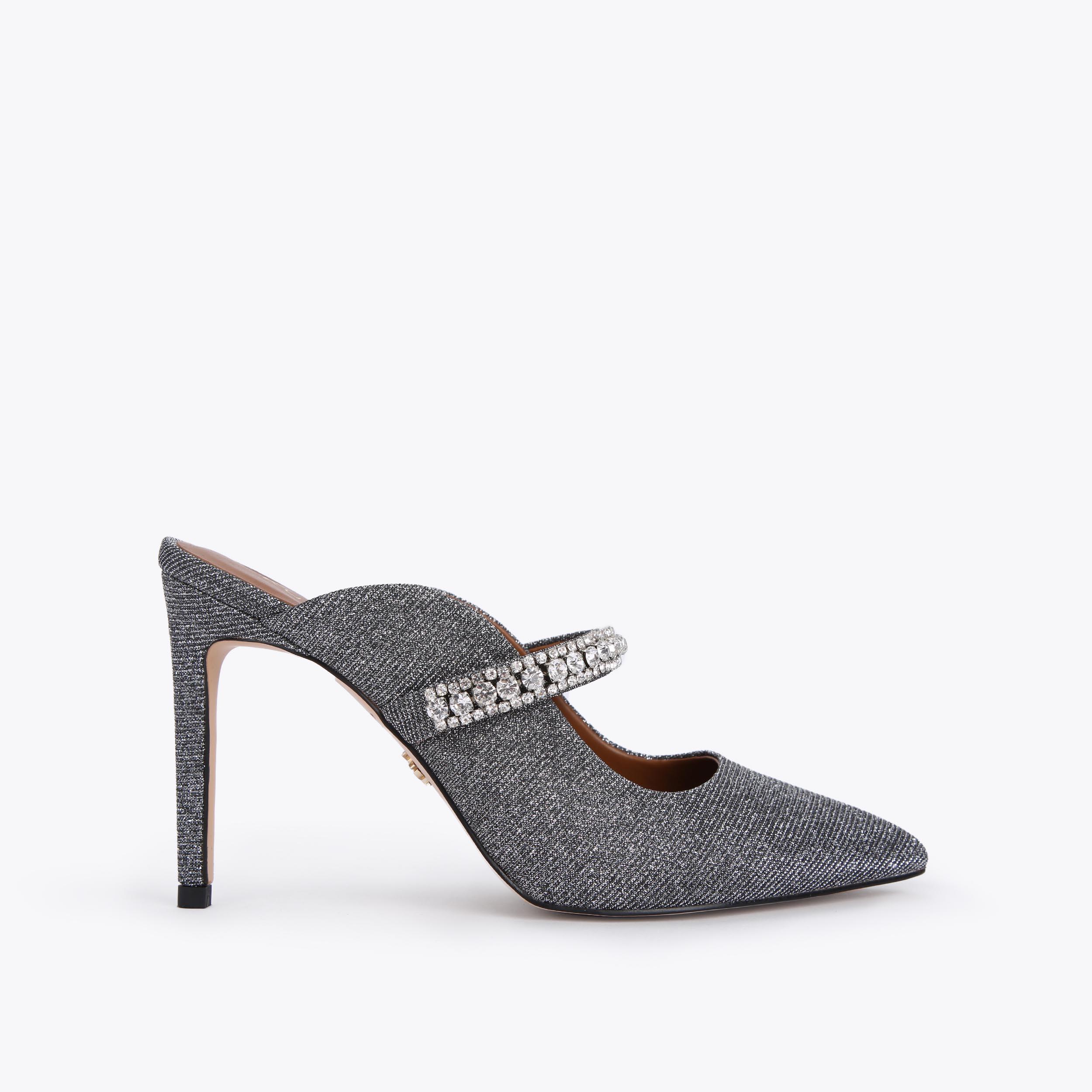 Duke Silver Metallic Embellished Stiletto Heel Mules By Kurt Geiger London 5282