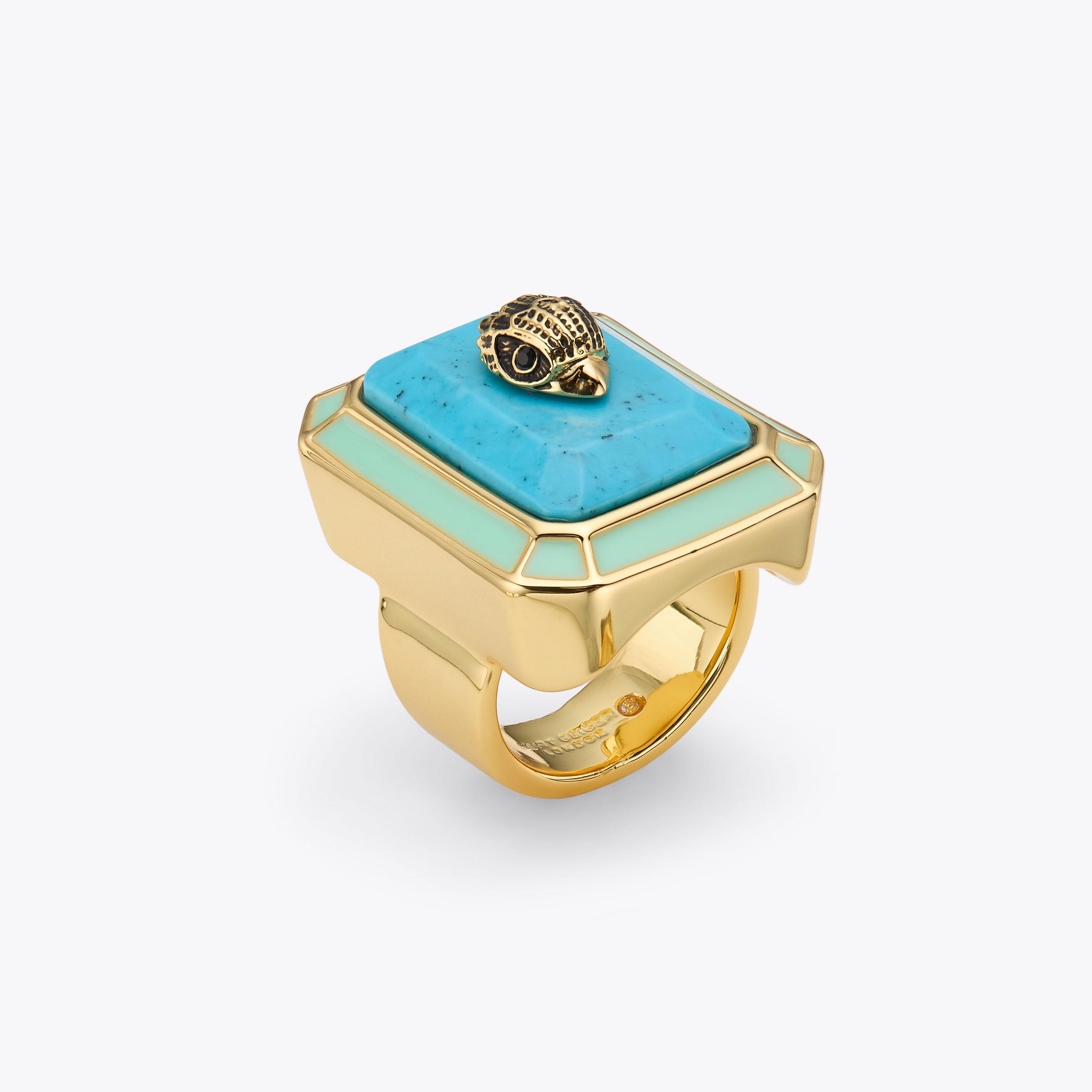 ENAMEL COCKTAIL RING Resin Blue Ring by KURT GEIGER LONDON