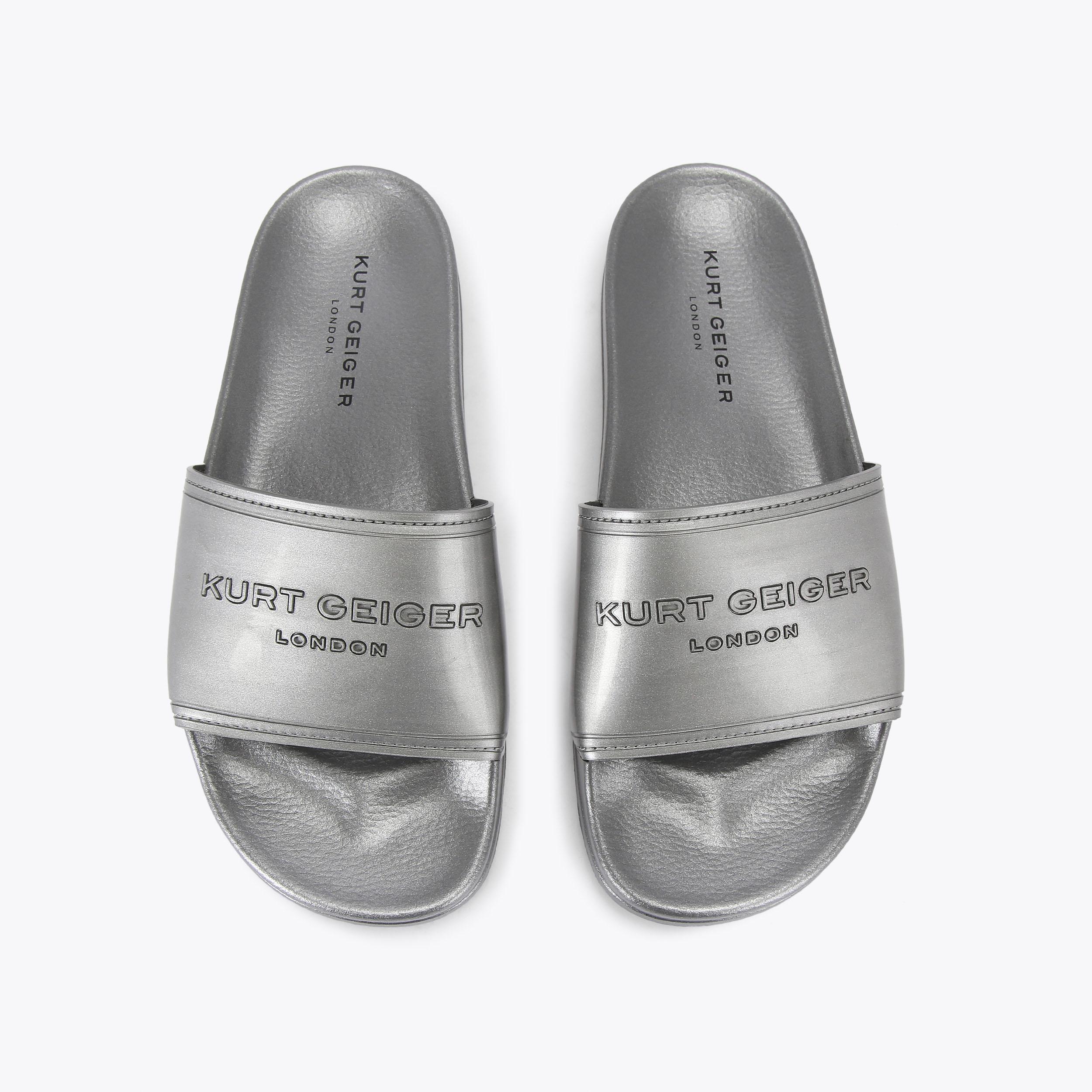 KGL POOL SLIDER MENS Silver Mens Pool Slide by KURT GEIGER LONDON