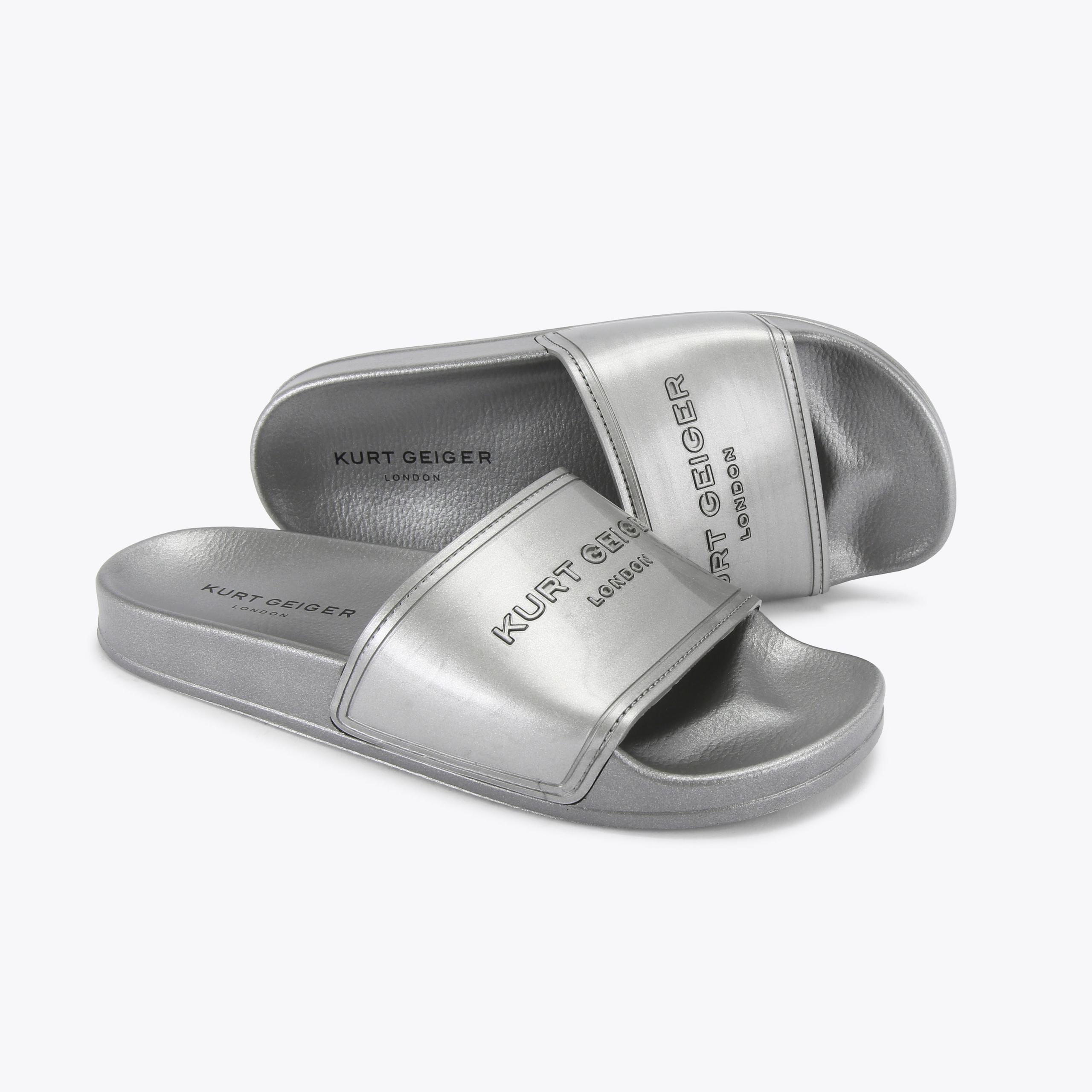 KGL POOL SLIDER MENS Silver Mens Pool Slide by KURT GEIGER LONDON