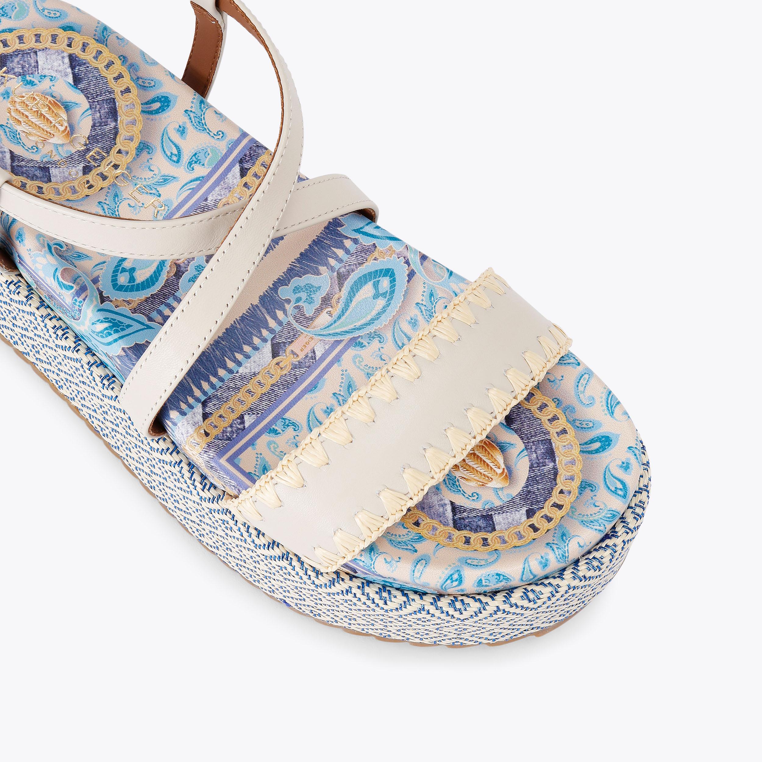 CHELSEA FLATFORM SANDAL Blue Paisley Flatform Chunky Sandal by KURT ...