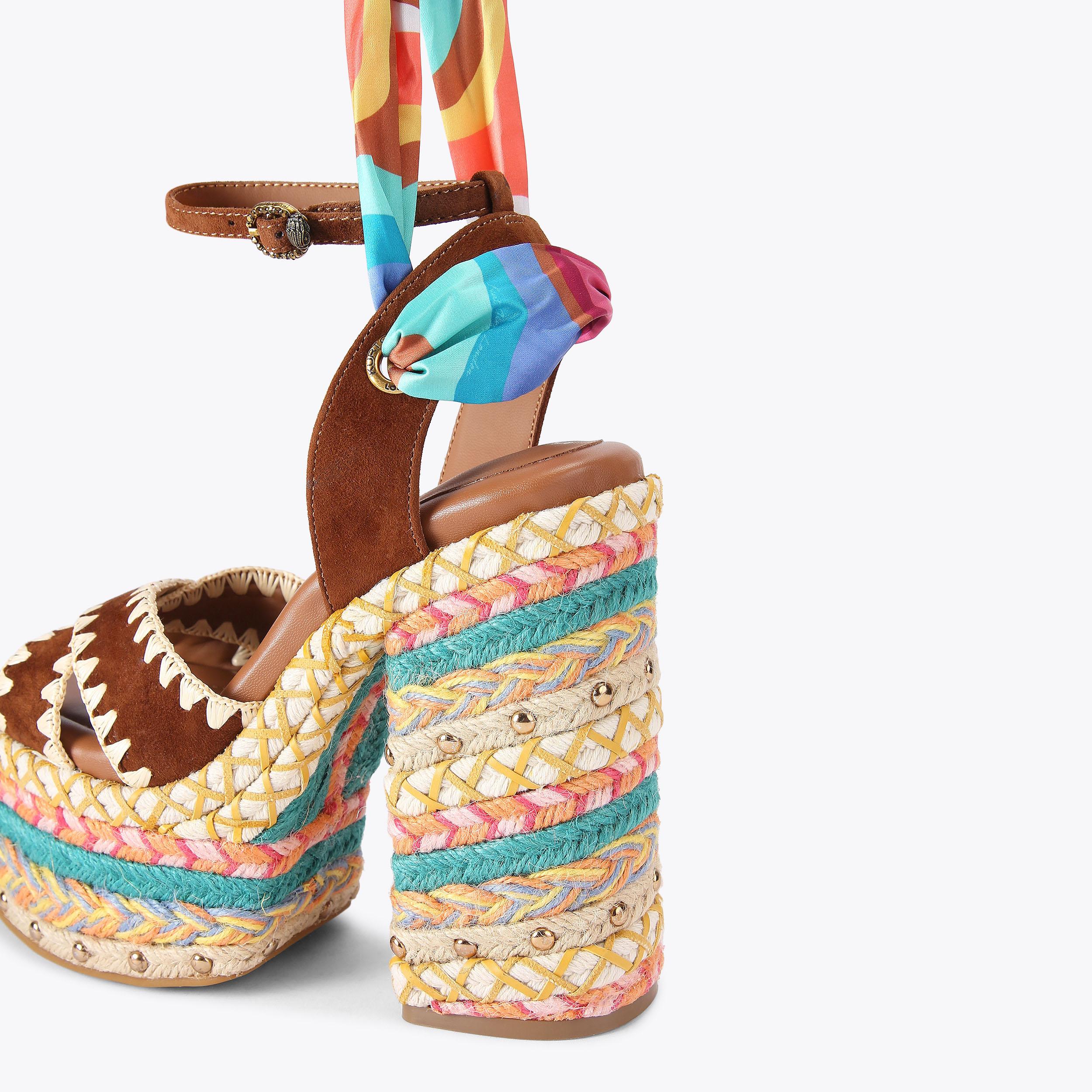 CHELSEA SCARF PLATFORM Brown Suede Platform Heels by KURT GEIGER LONDON