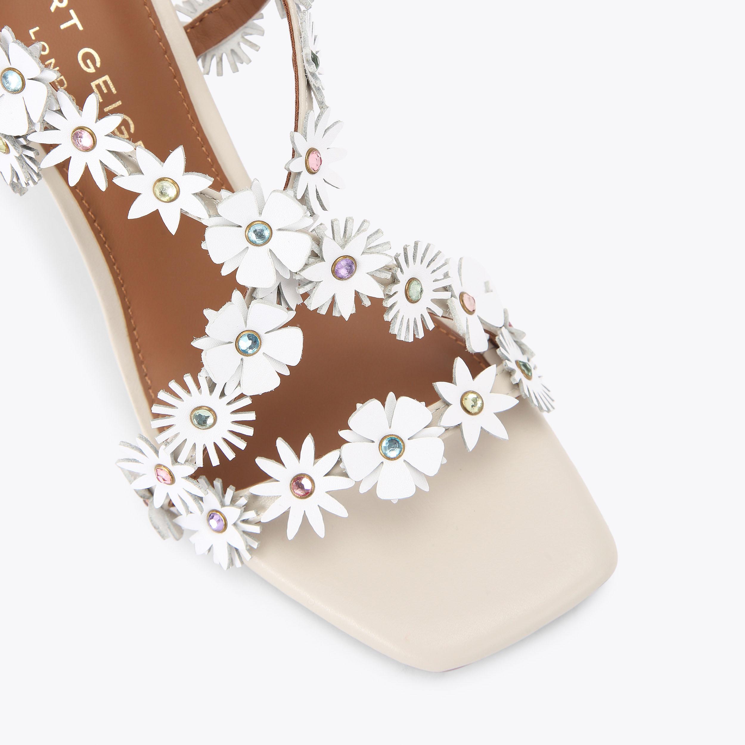 FLOWER SANDAL White Flower Textured Heel by KURT GEIGER LONDON