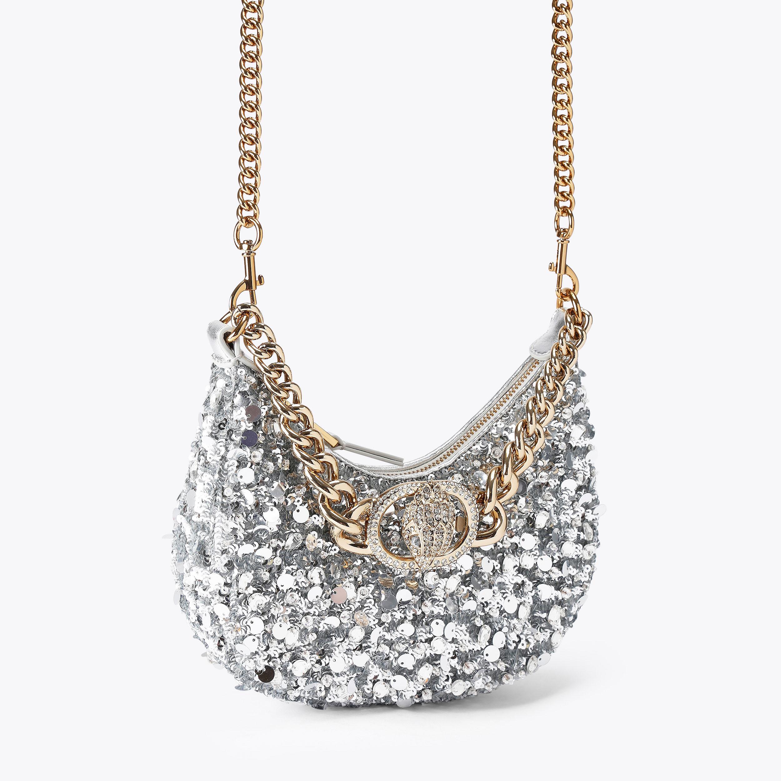 SM CHELSEA CHAIN HOBO Silver Sequin Chain Shoulder Purse by KURT GEIGER ...