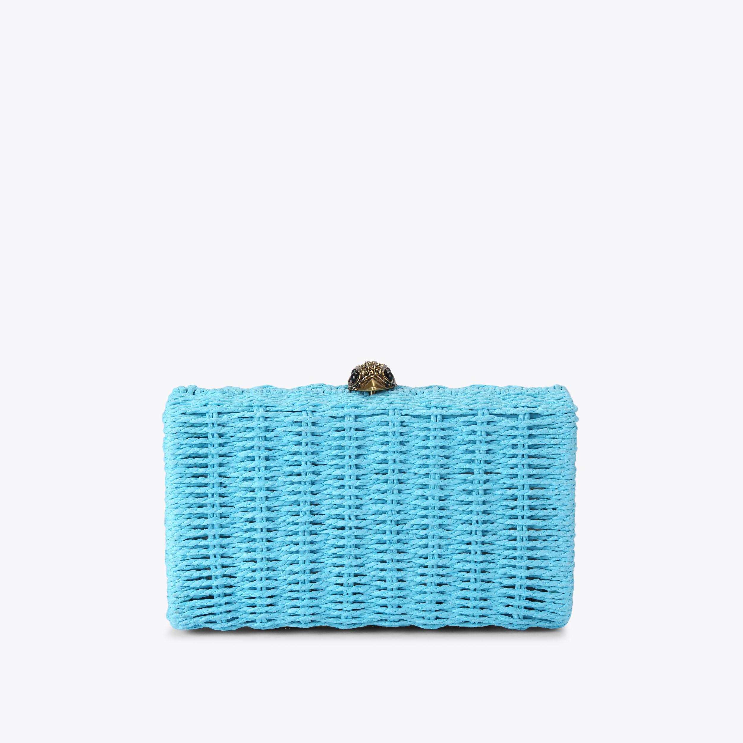 KENSINGTON CLUTCH Blue Woven Raffia Clutch Purse by KURT GEIGER LONDON