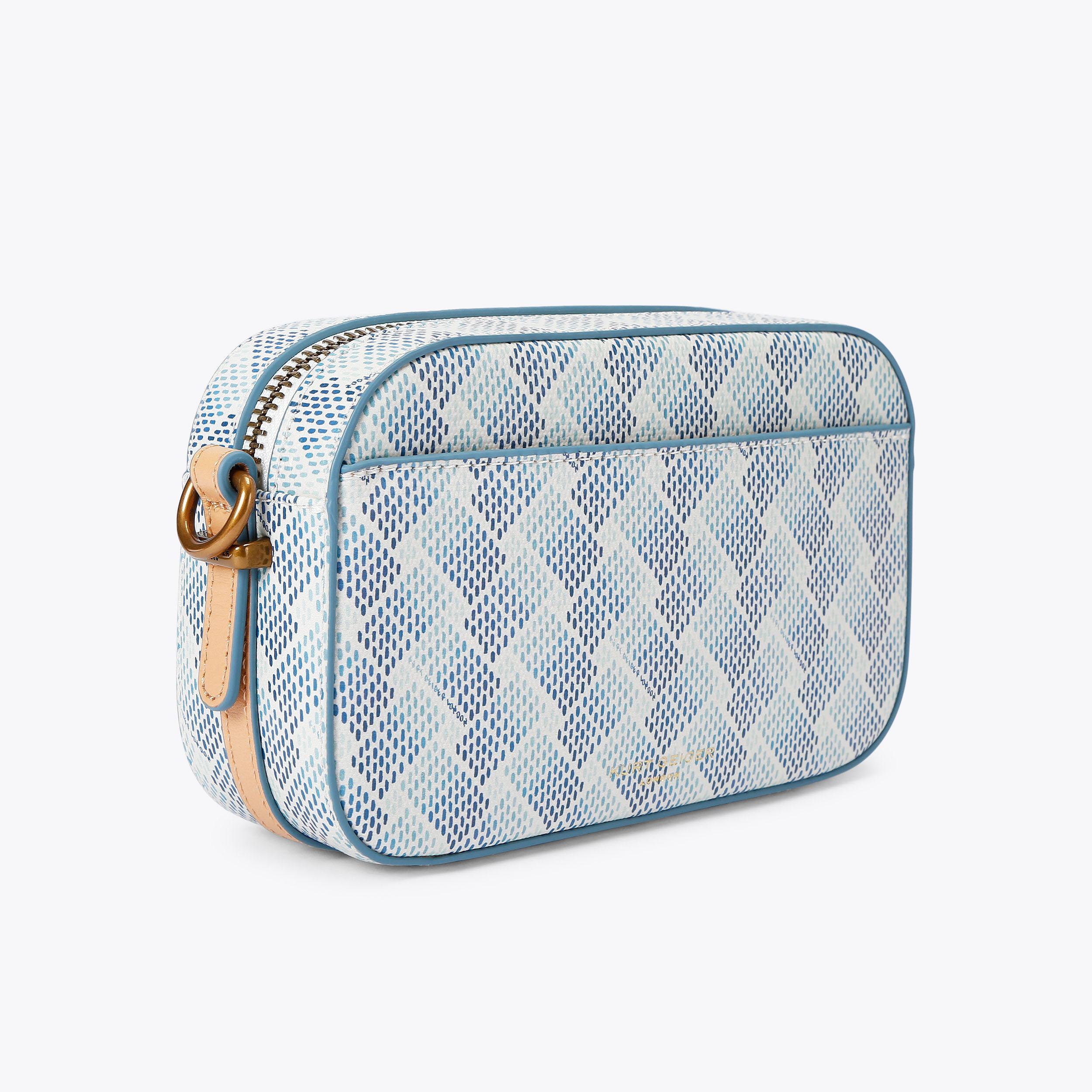 CAMDEN SM CAMERA BAG Blue Canvas Monogram Camera Bag by KURT GEIGER LONDON
