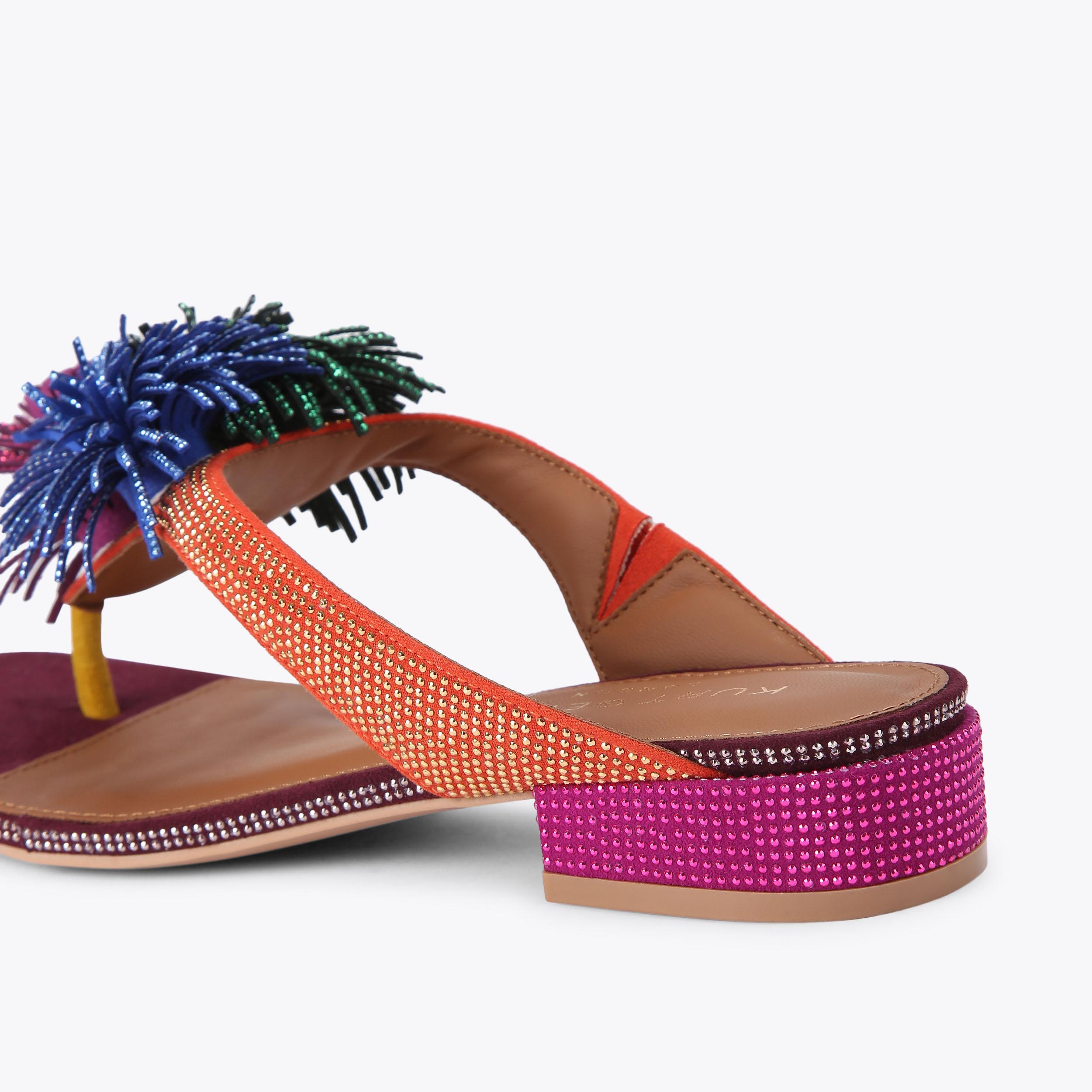 POM POM T-BAR FLAT SDL POM POM T-BAR FLAT SDL by KURT GEIGER LONDON