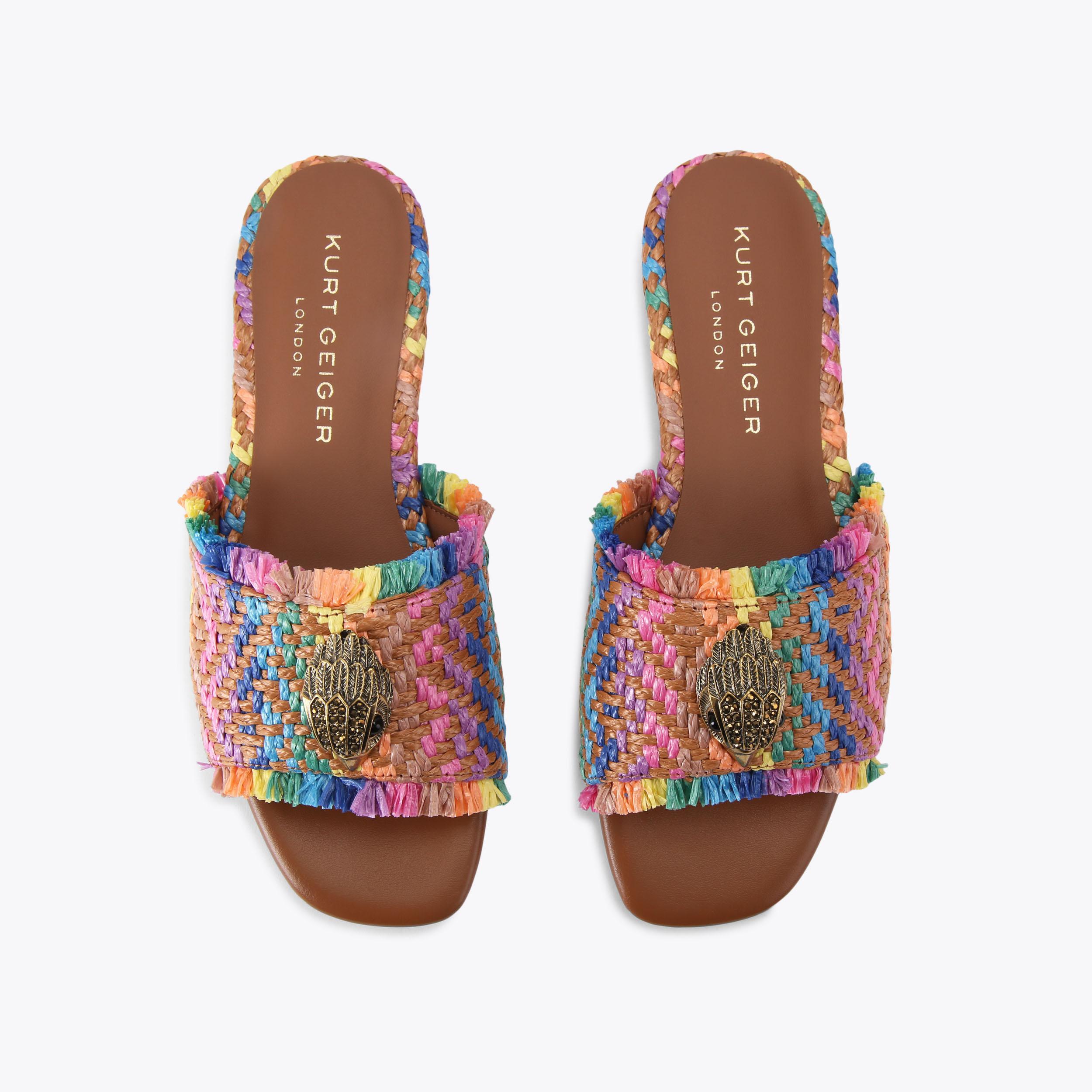KENSINGTON FLAT SANDAL Frayed Woven Sandal by KURT GEIGER LONDON