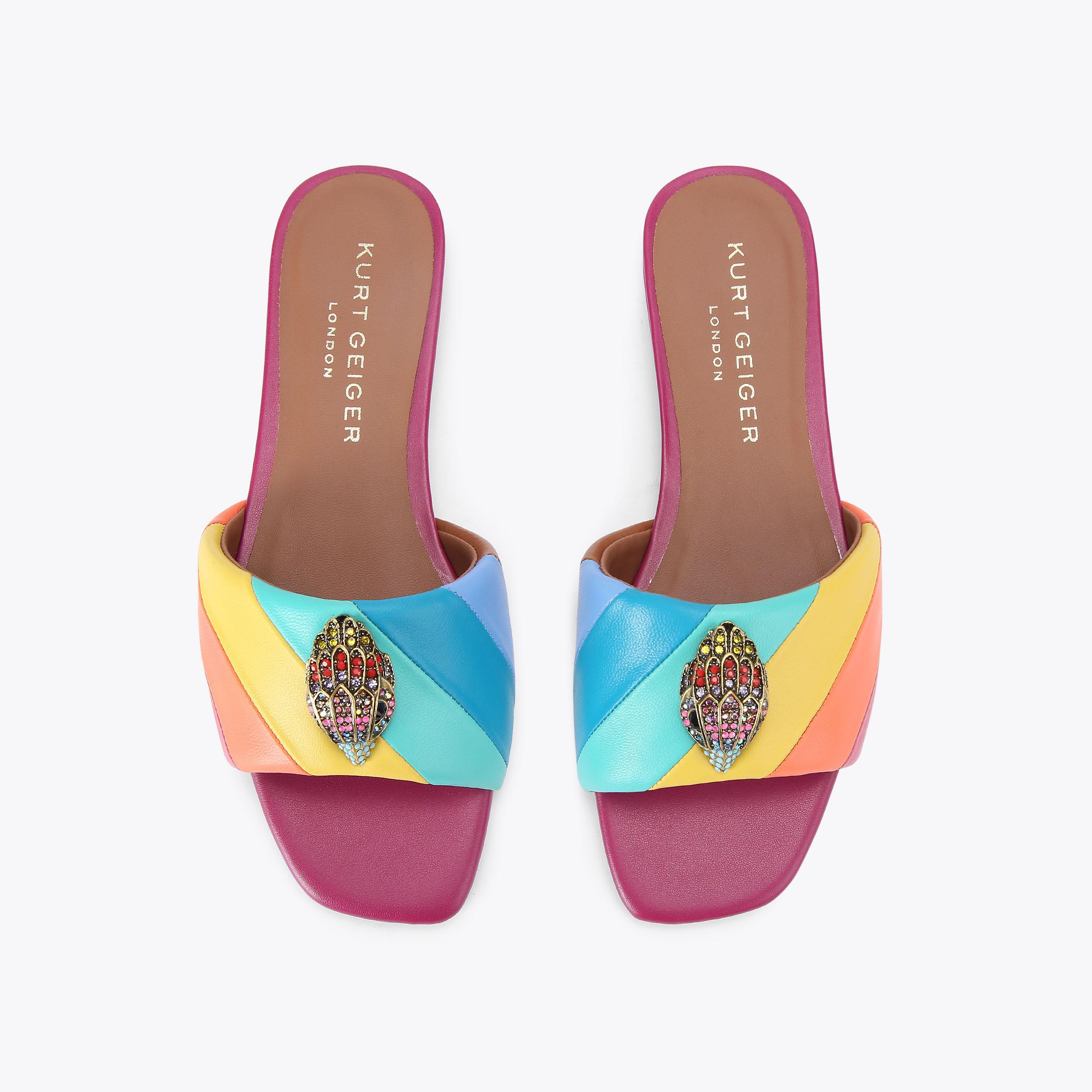 KENSINGTON FLAT SANDAL Rainbow Stripe Slip On Sandal by KURT GEIGER LONDON
