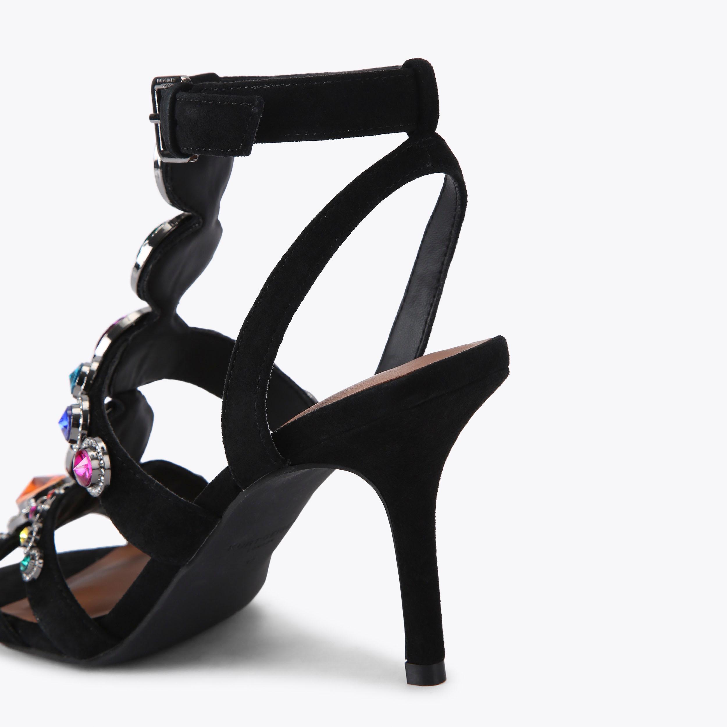 OCTAVIA HIGH GLADIATOR Black Suede Heel by KURT GEIGER LONDON