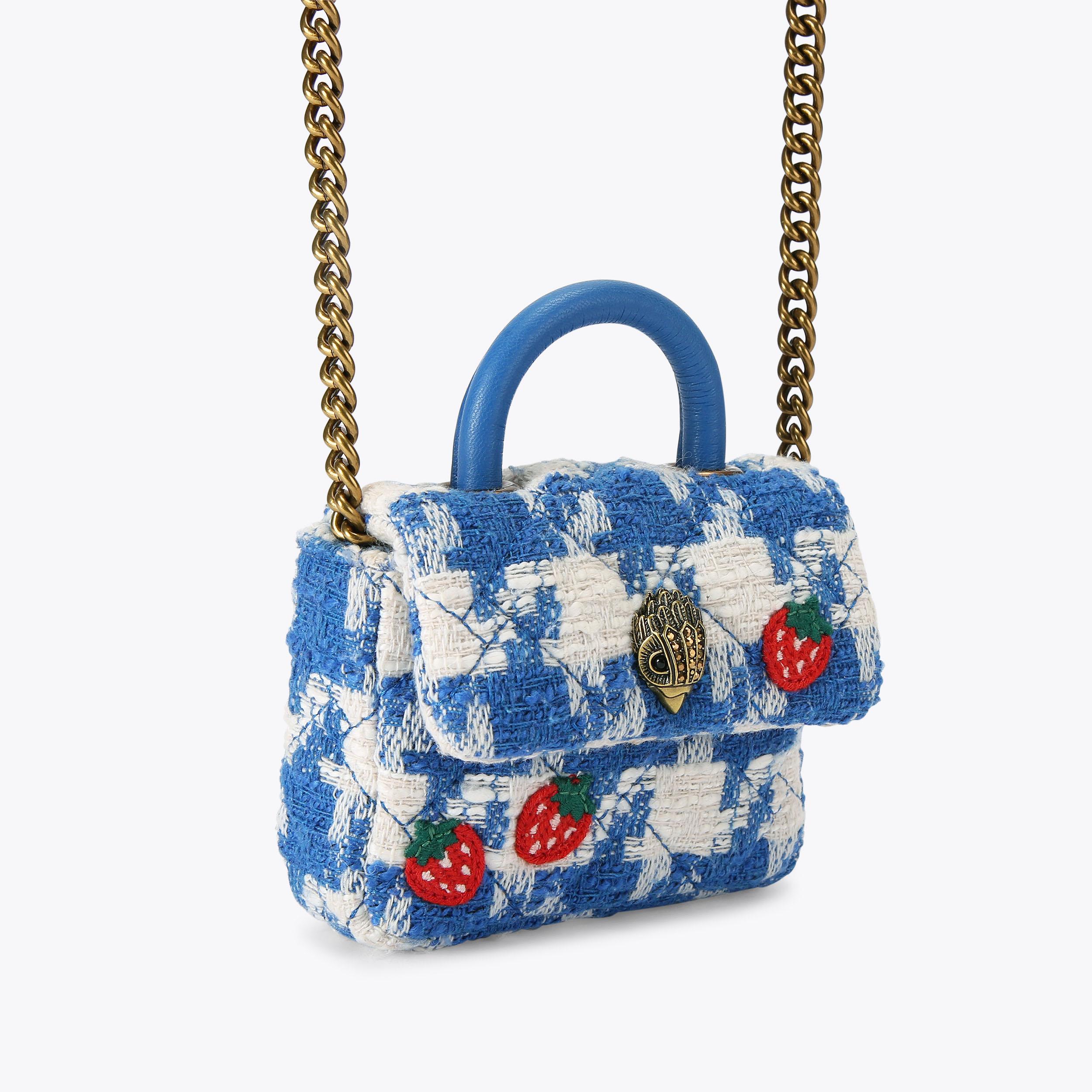 HANDLE MICRO KENSINGTON Blue Strawberry Tweed Micro Purse by KURT ...