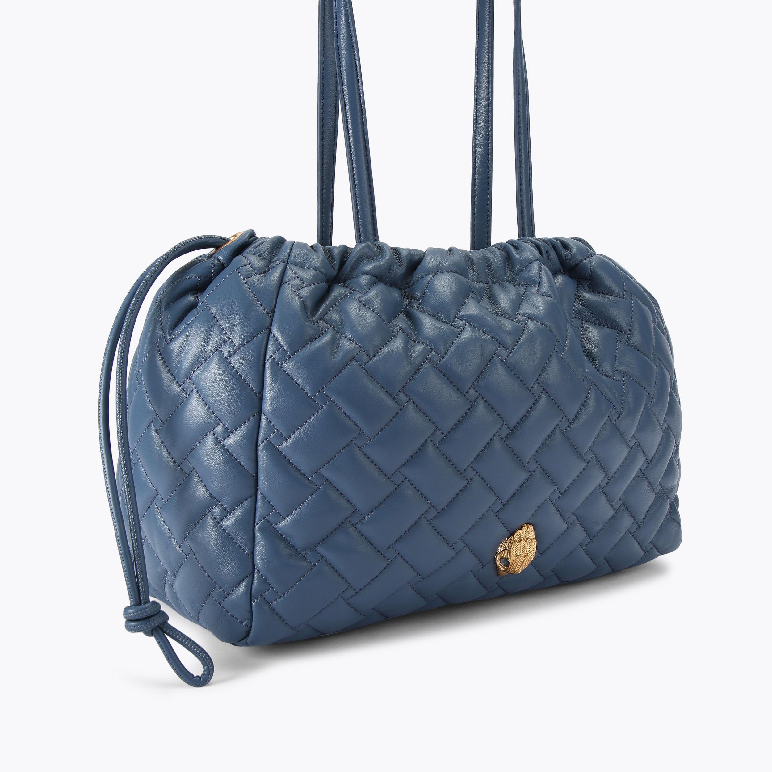 KENSINGTON STRING TOTE Blue Leather String Tote Bag by KURT GEIGER LONDON