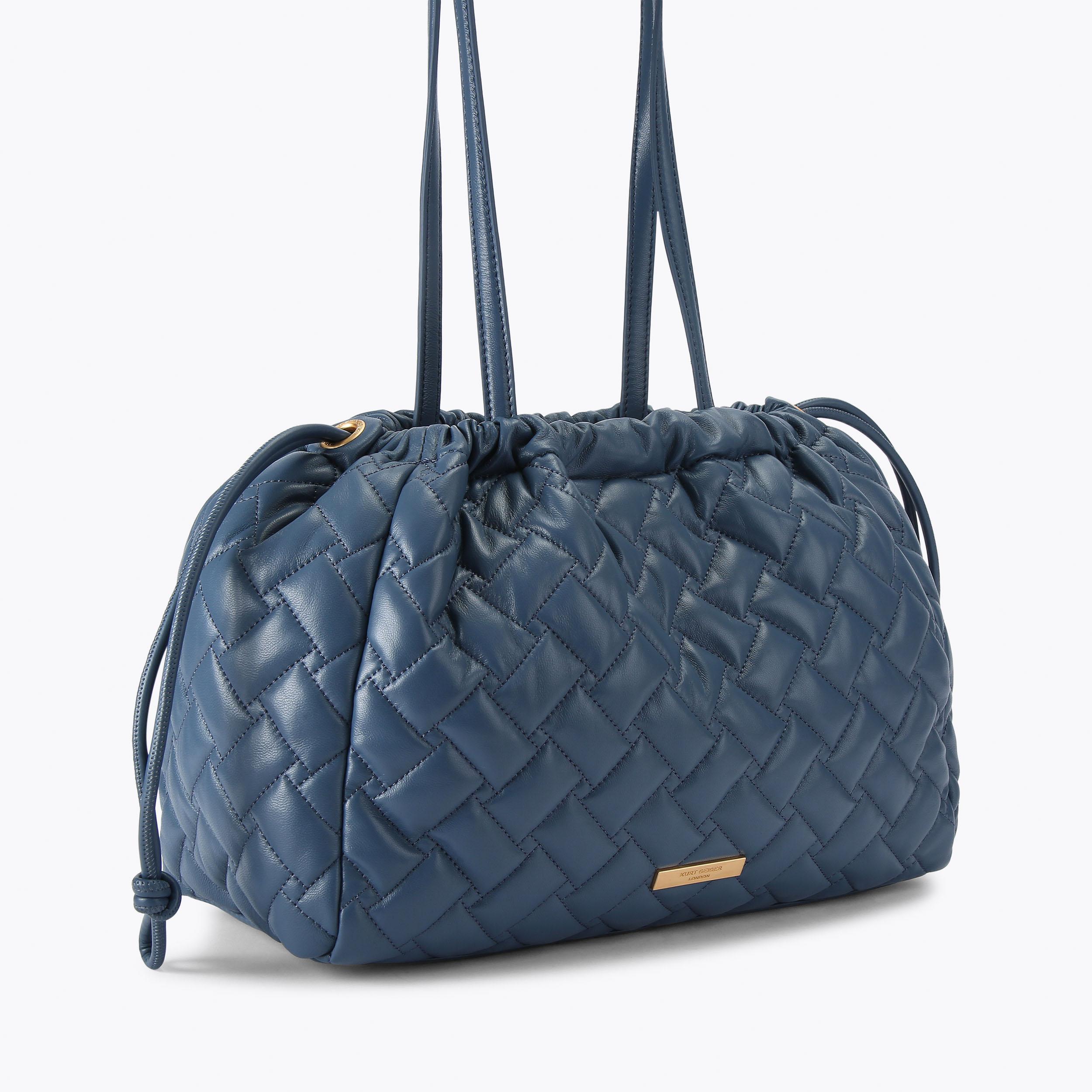 KENSINGTON STRING TOTE Blue Leather String Tote Bag by KURT GEIGER LONDON