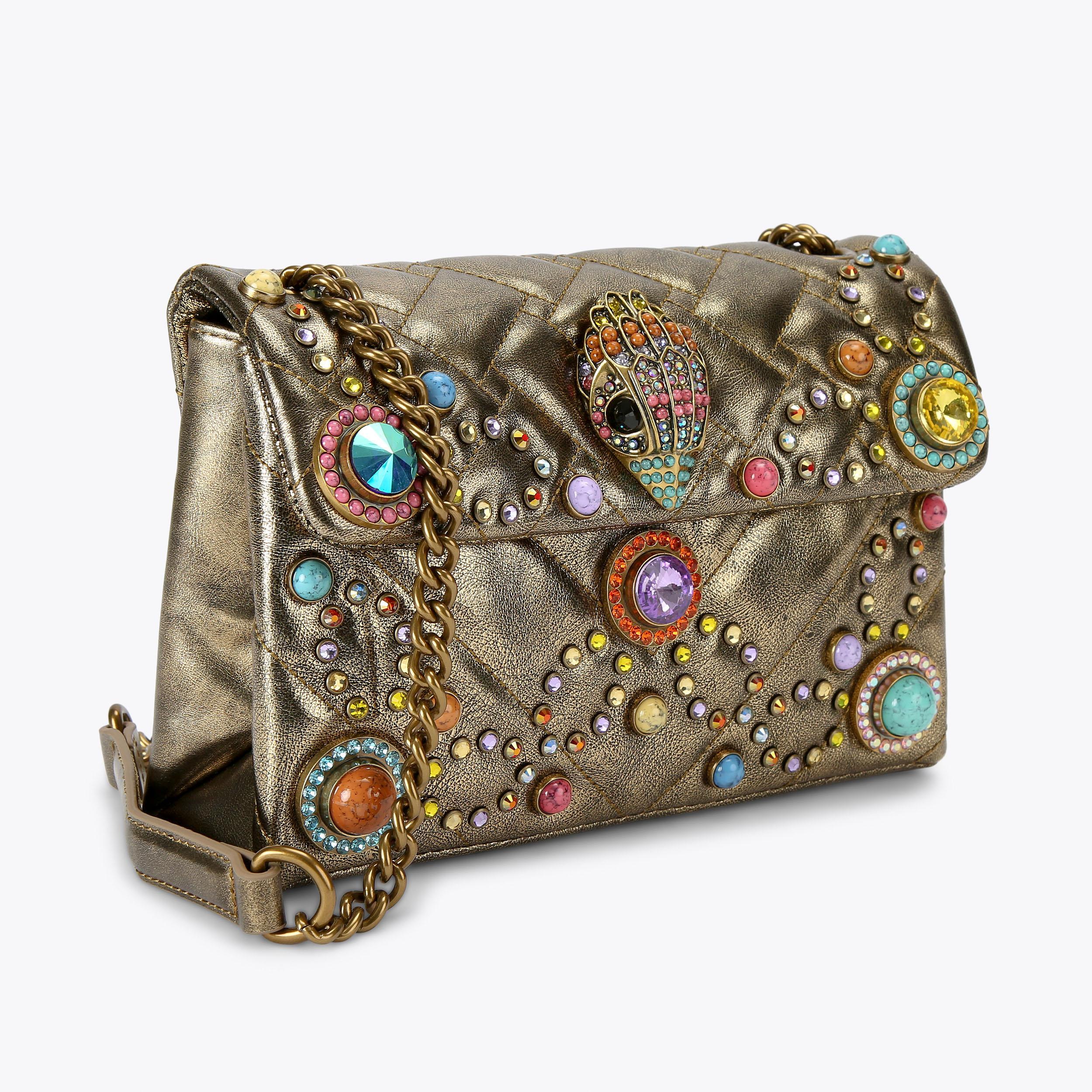 MD KENSINGTON JEWEL Bronze Gold Stones Shoulder Bag by KURT GEIGER LONDON