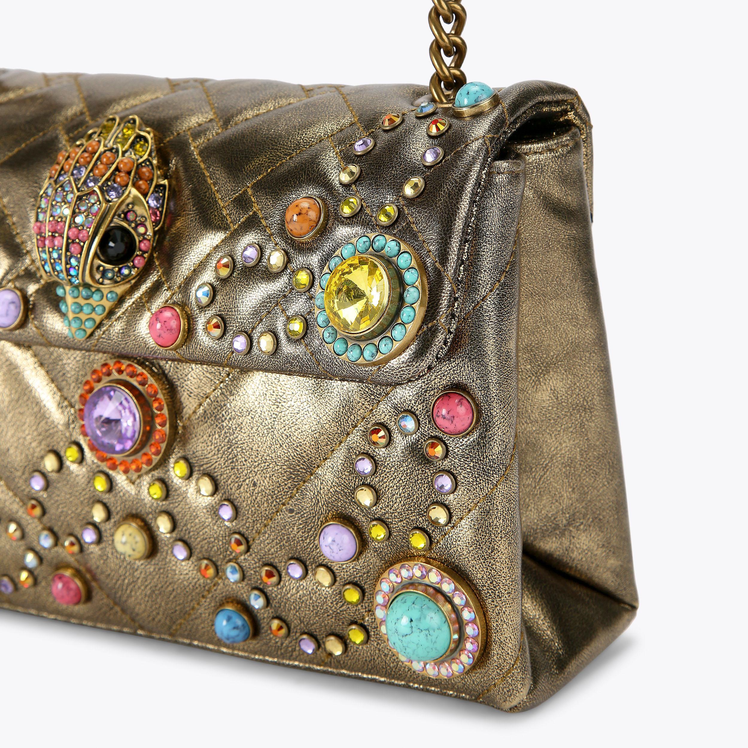 MD KENSINGTON JEWEL Bronze Gold Stones Shoulder Bag by KURT GEIGER LONDON