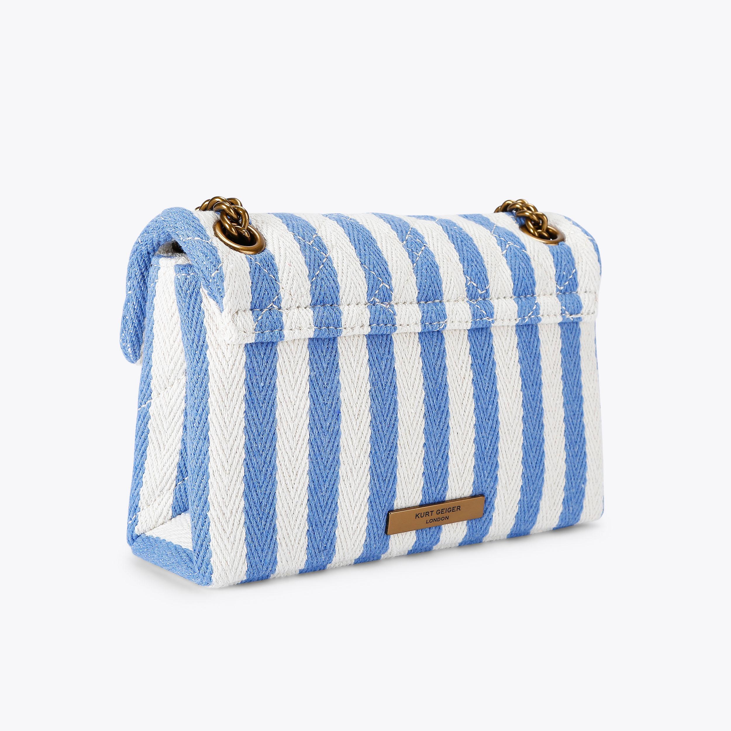 MINI KENSINGTON BAG Blue Stripe Strawberry Mini Purse by KURT GEIGER LONDON