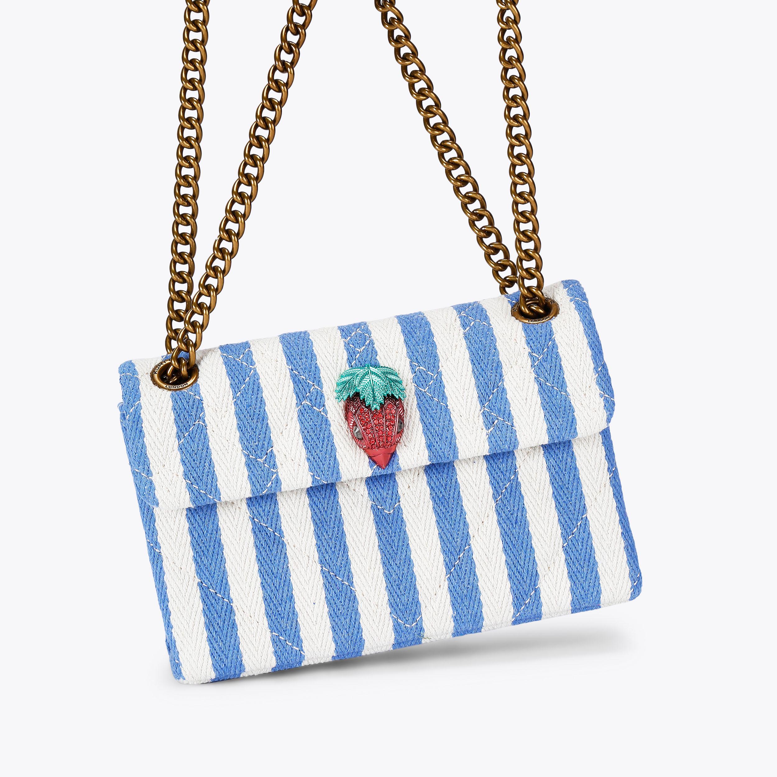 MINI KENSINGTON BAG Blue Stripe Strawberry Mini Purse by KURT GEIGER LONDON