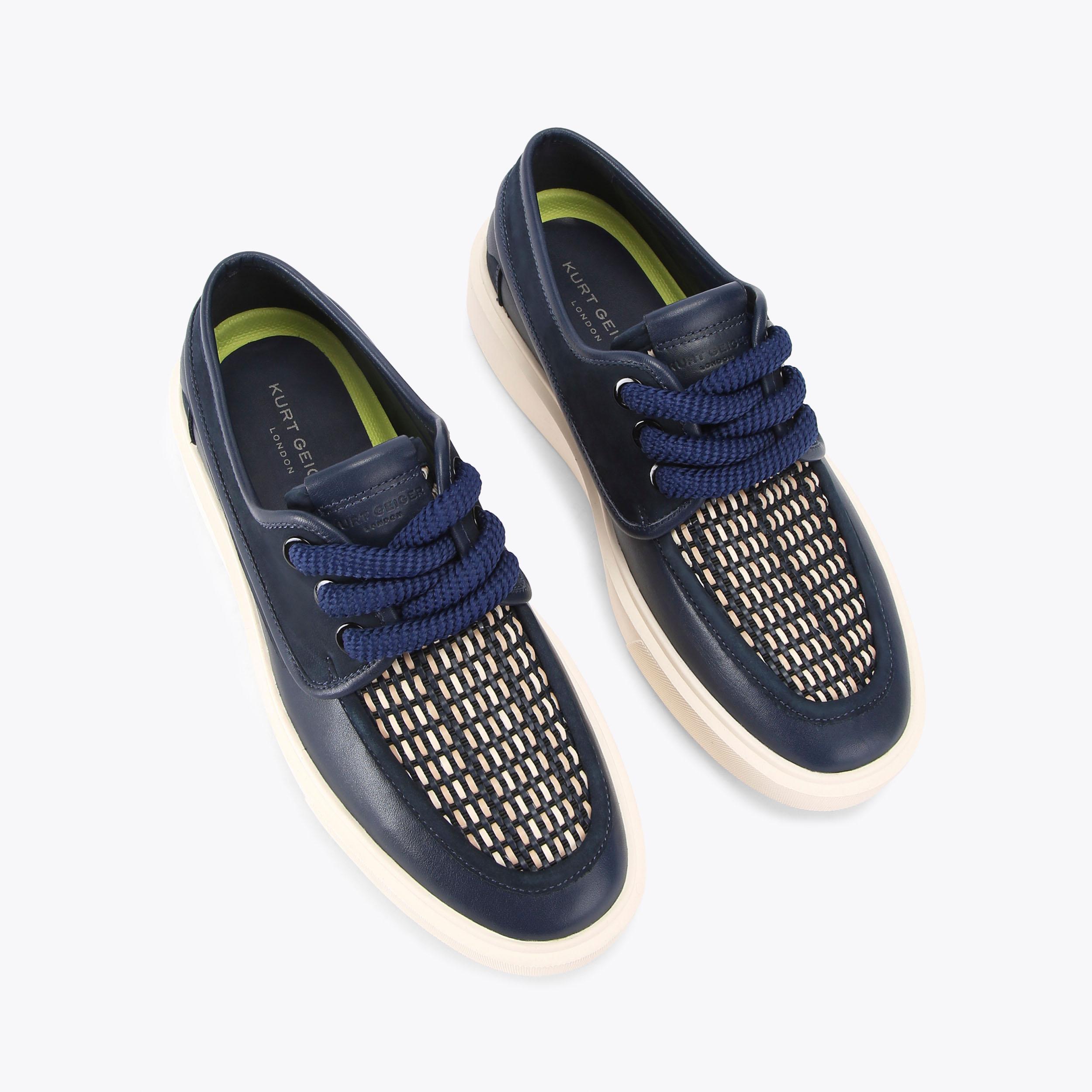 MILBANK DECK SHOE Navy Leather Rope Shoe by KURT GEIGER LONDON