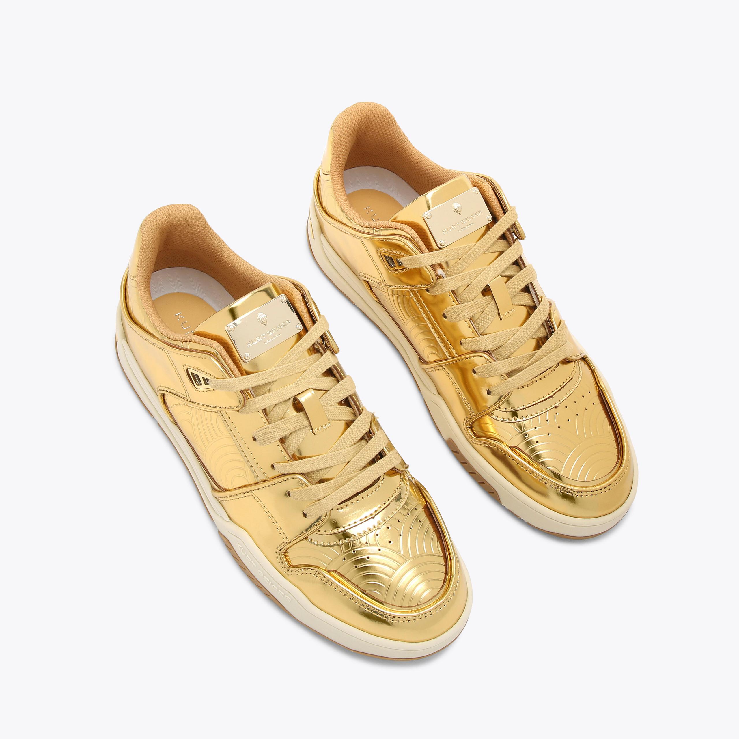 REGAN PLAQUE Gold Metallic Sneaker by KURT GEIGER LONDON