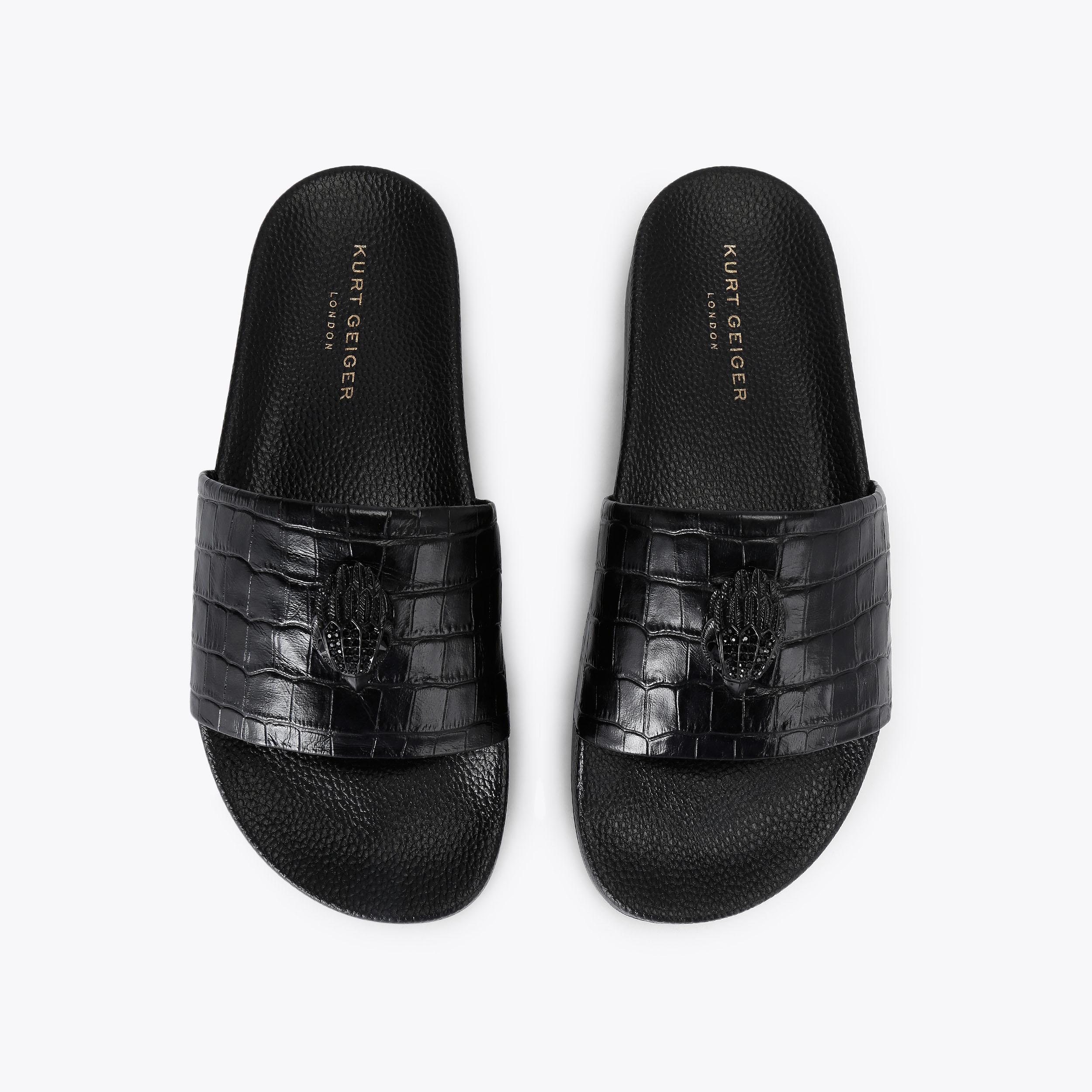 EAGLE SLIDE Black Embossed Slip On Sandal by KURT GEIGER LONDON